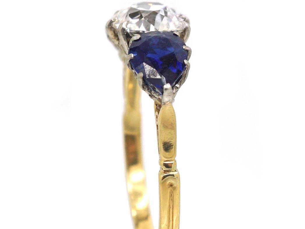 Edwardian 18ct Gold, Pear Shaped Sapphire & Diamond Ring (667U) | The ...