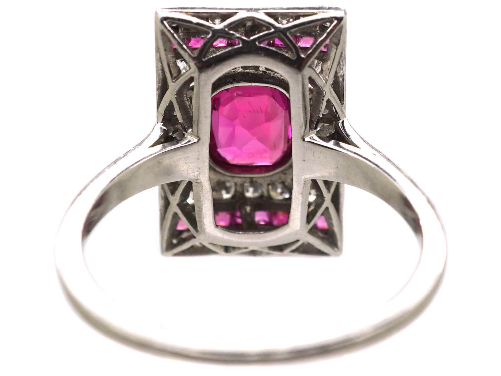 Art Deco Platinum, Ruby & Diamond Rectangular Ring (764U) | The Antique ...
