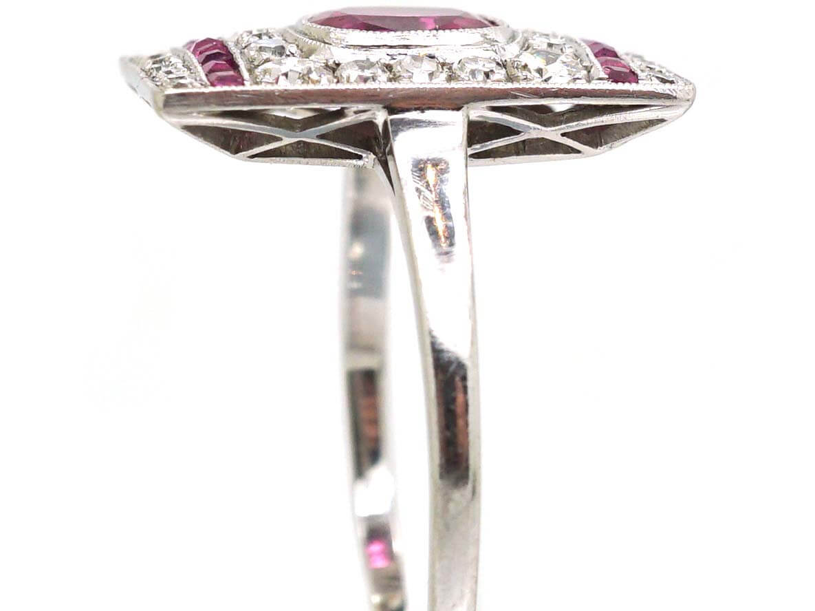 Art Deco Platinum, Ruby & Diamond Rectangular Ring (764U) | The Antique ...