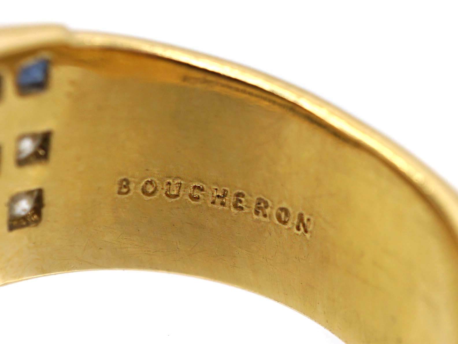 1970s 18ct Gold Ring by Boucheron set with Sapphires Diamonds ...