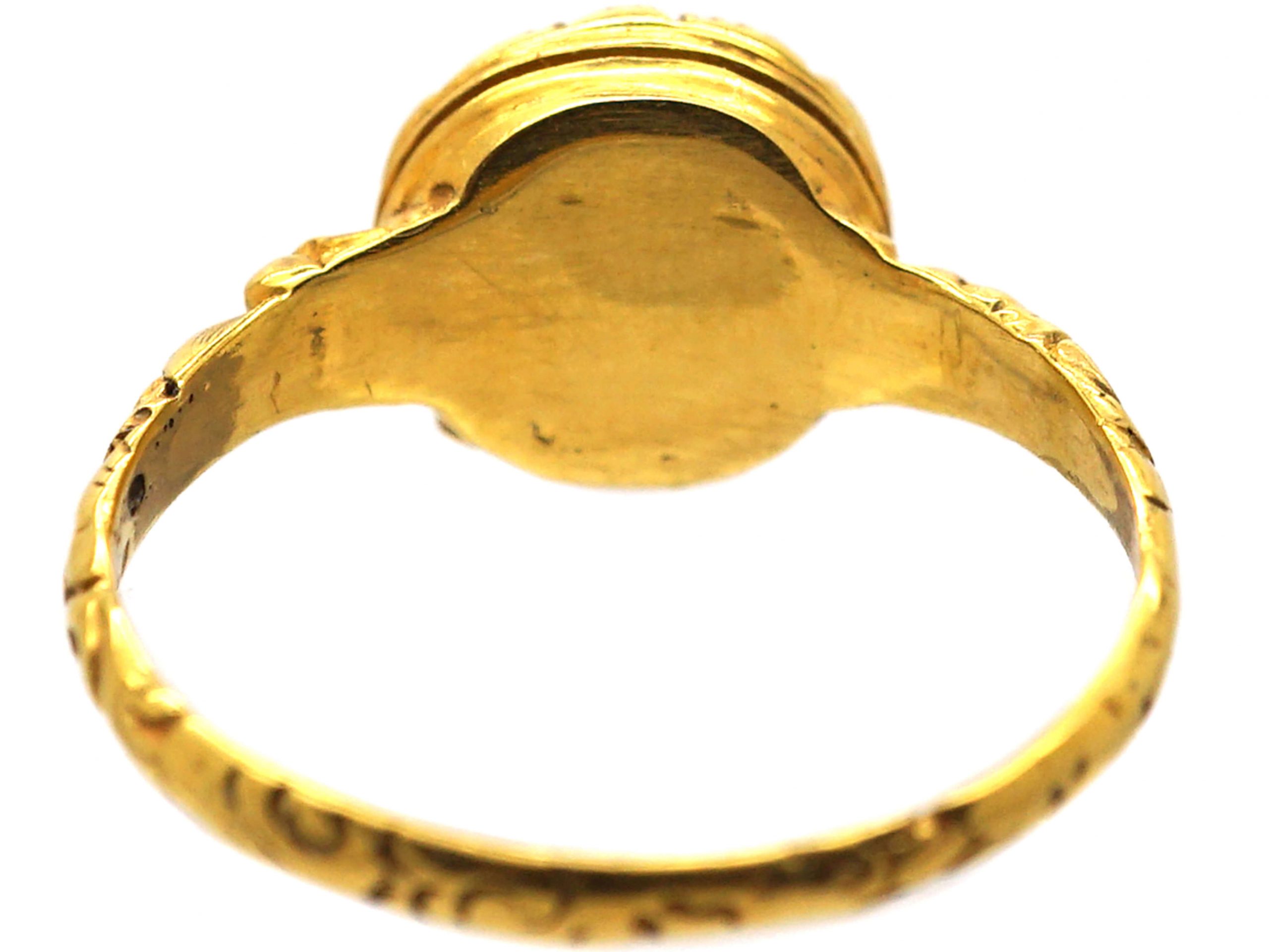 Early 19th Century 18ct Gold Locket Ring set with Turquoise & Diamonds ...