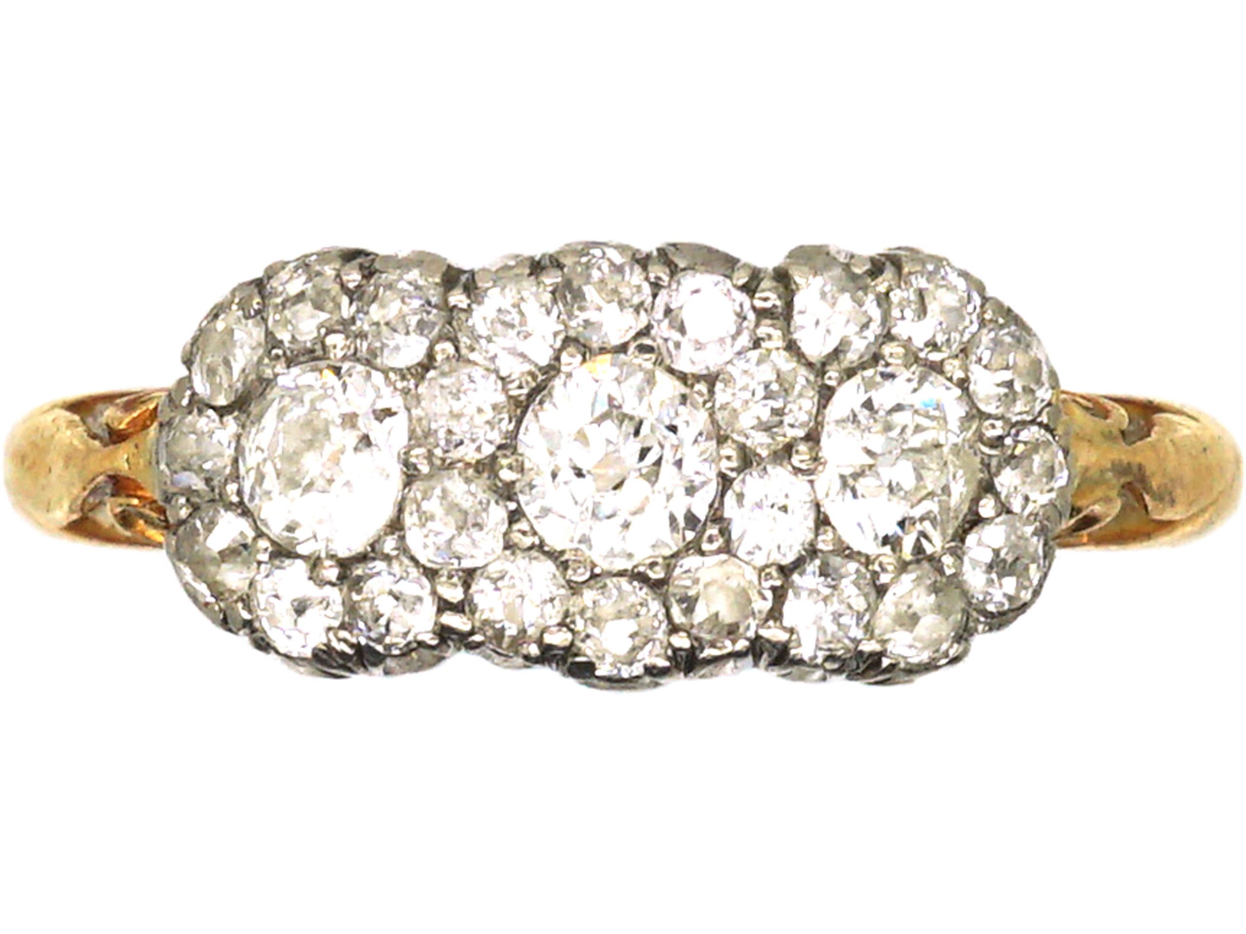 Edwardian 18ct Gold & Diamond Triple Cluster Ring (655U) | The Antique ...
