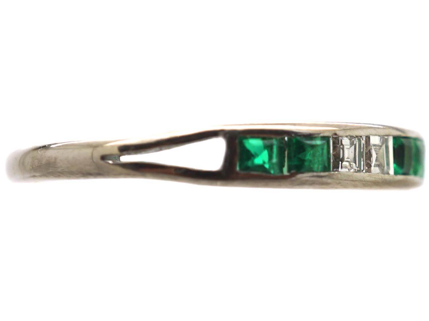 18ct White Gold, Emerald & Diamond Half Eternity Ring (789U) | The ...
