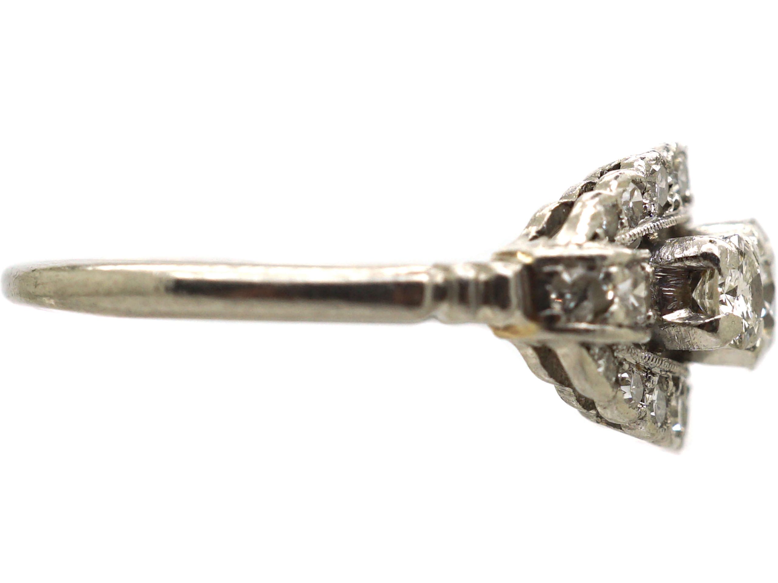 Early 20th Century Platinum, Three Stone Diamond Cluster Ring by ...