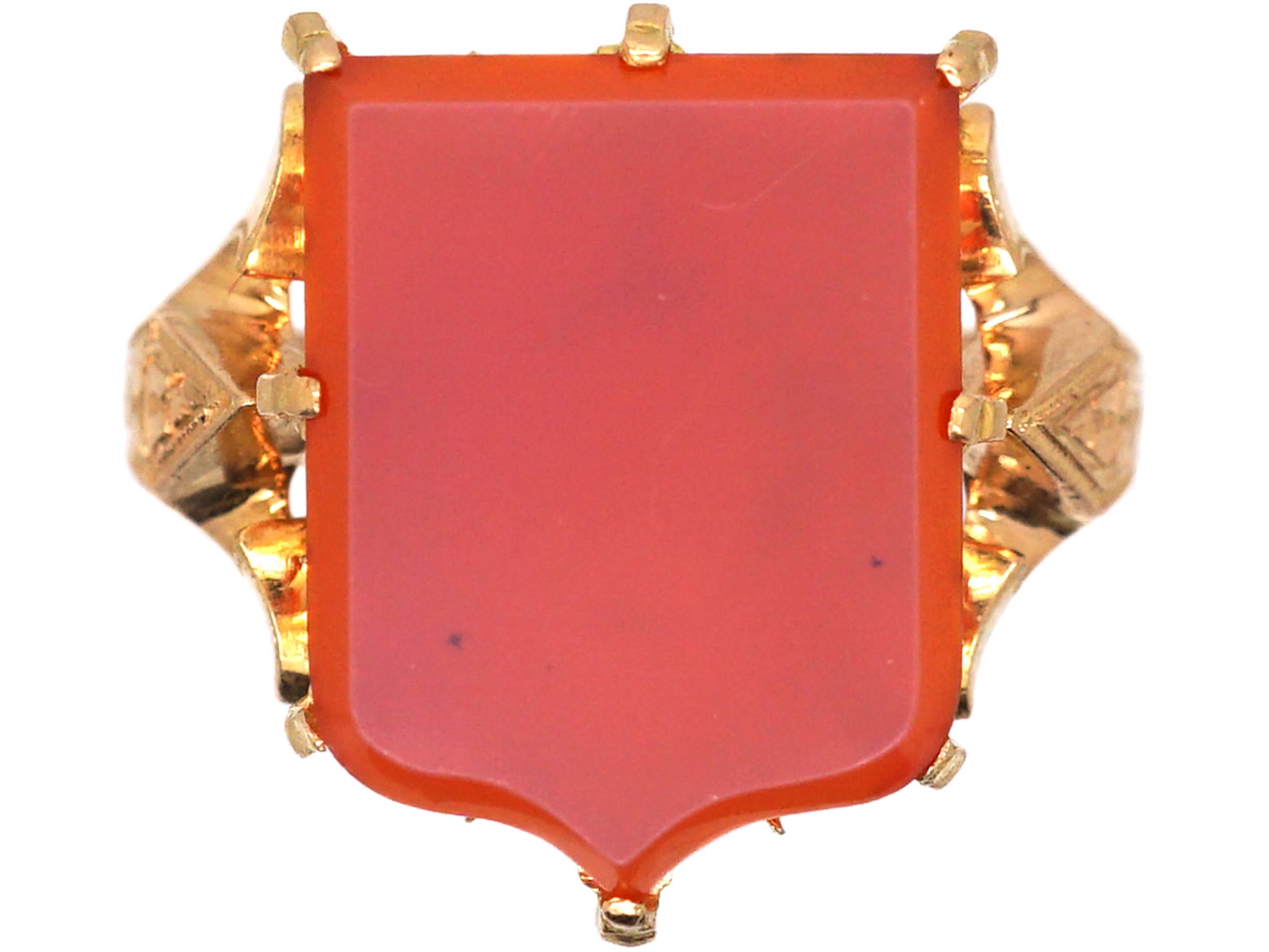 Victorian 15ct Gold Signet Ring with Shield Motif set with a Carnelian ...