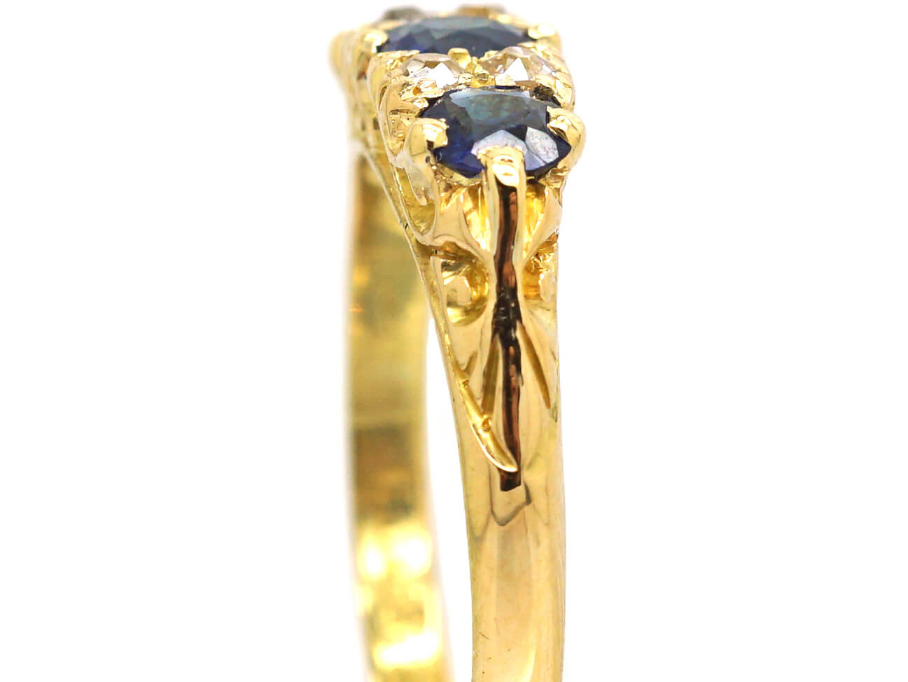 Victorian 18ct Gold, Sapphire & Diamond Three Stone Ring (455U) | The ...