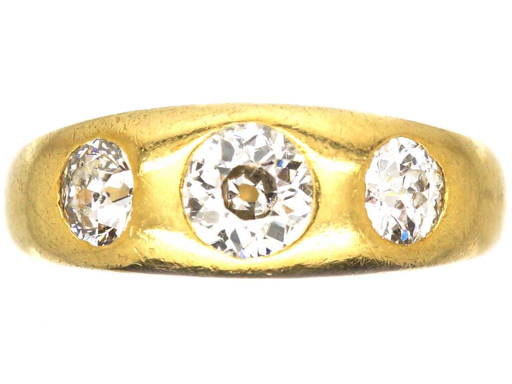 Victorian Three Stone Diamond Rub Over Set Ring (708U) | The Antique ...