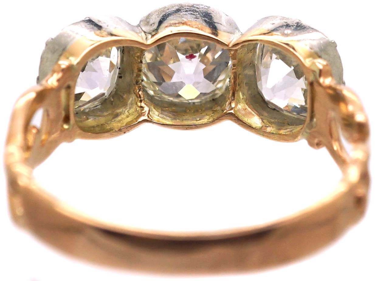Georgian Three Stone Old Mine Cut Diamond Ring (842U) | The Antique ...