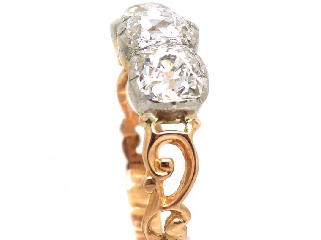 Georgian Three Stone Old Mine Cut Diamond Ring (842U) | The Antique ...