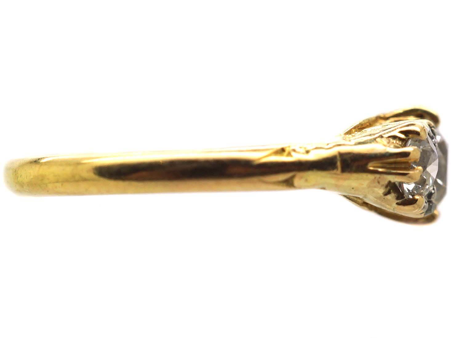 Victorian 18ct Gold Three Stone Diamond Carved Half Hoop Ring (674U ...