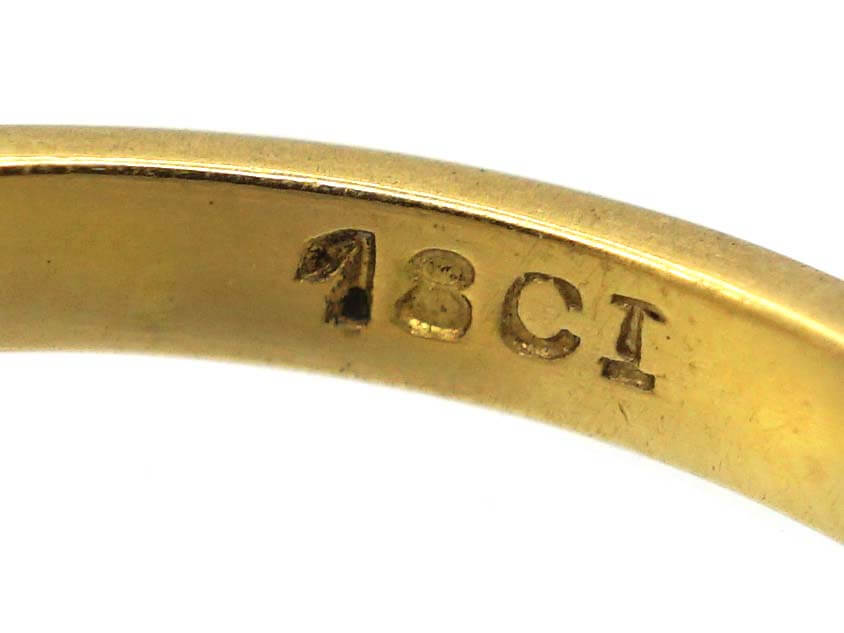 Victorian 18ct Gold Three Stone Diamond Carved Half Hoop Ring (674U ...