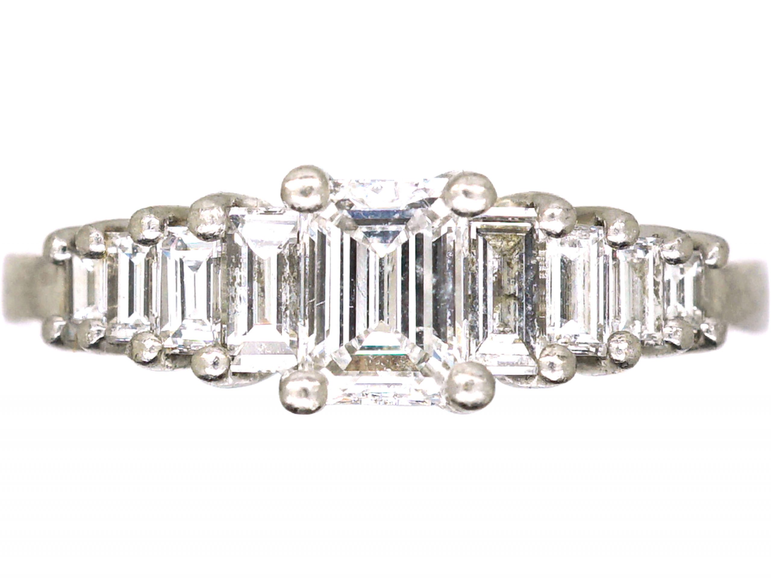 Platinum Nine Stone Baguette Diamond Ring (739U) | The Antique ...