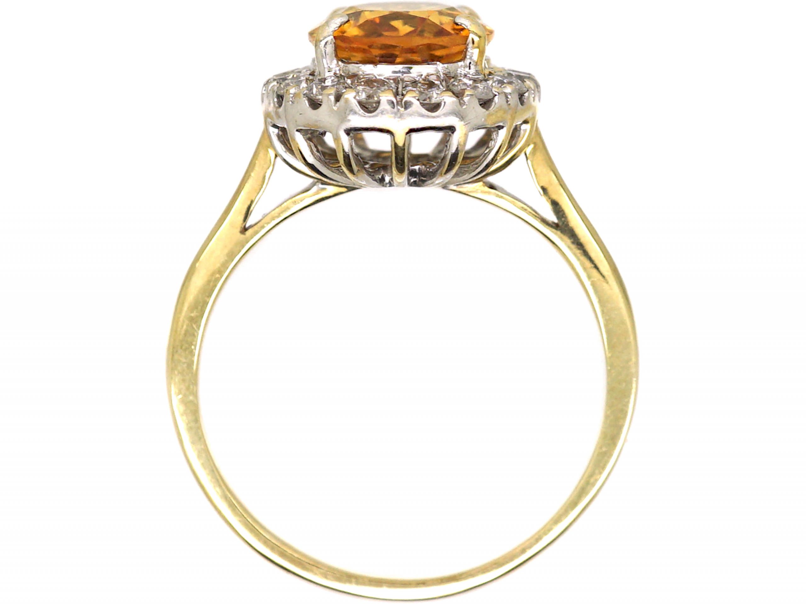 1950s 18ct Gold, Citrine & Diamond Oval Cluster Ring (728U) | The ...
