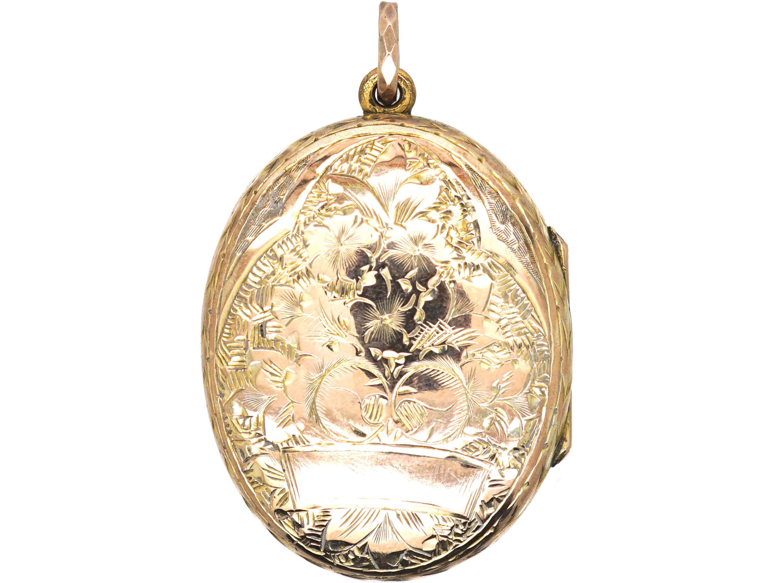 Victorian 9ct Back & Front Oval Locket with Ivy Leaf Motif (577U) | The ...