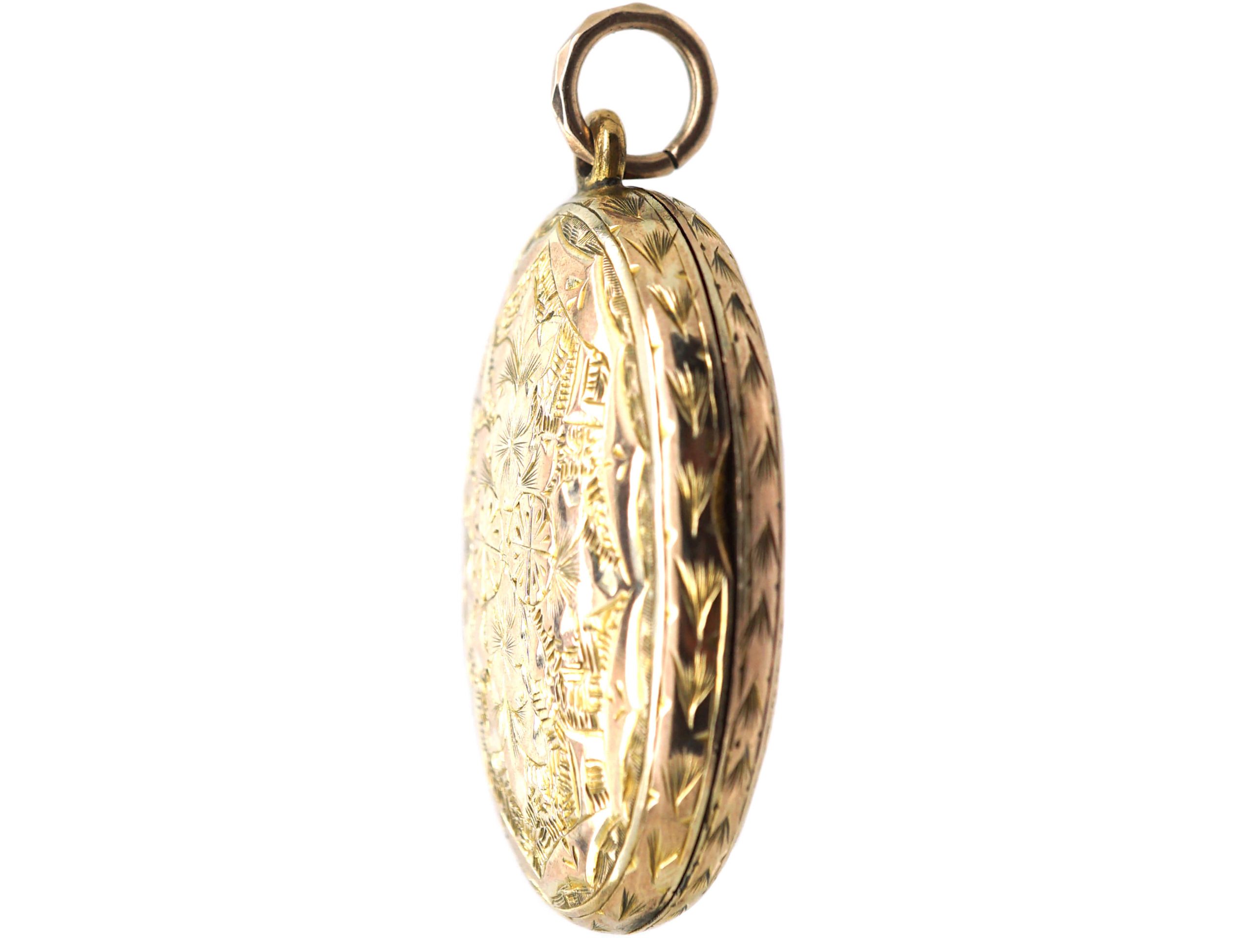 Victorian 9ct Back & Front Oval Locket with Ivy Leaf Motif (577U) | The ...