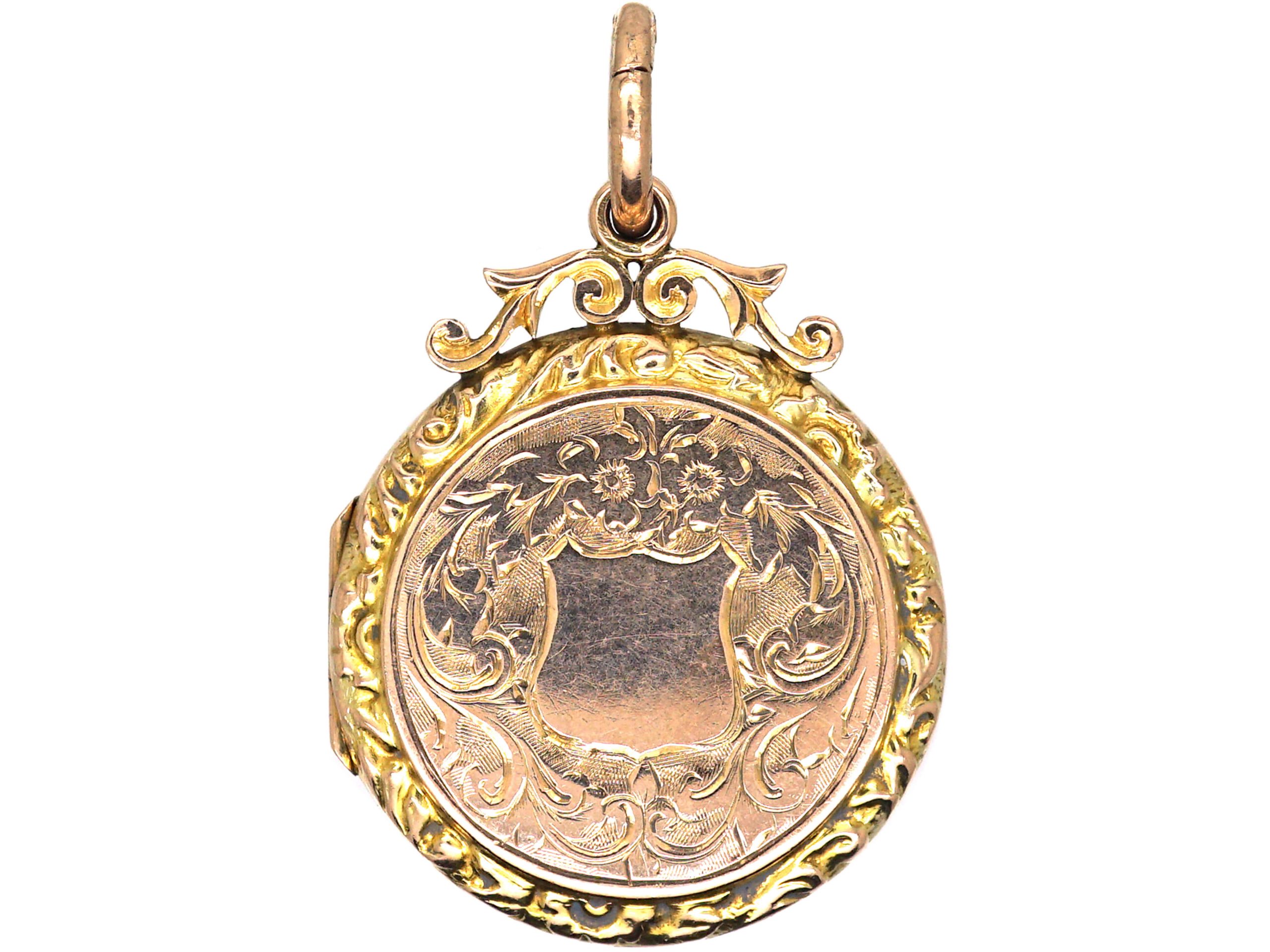 Edwardian 9ct Back & Front Round Locket with Engraved Detail (579U ...