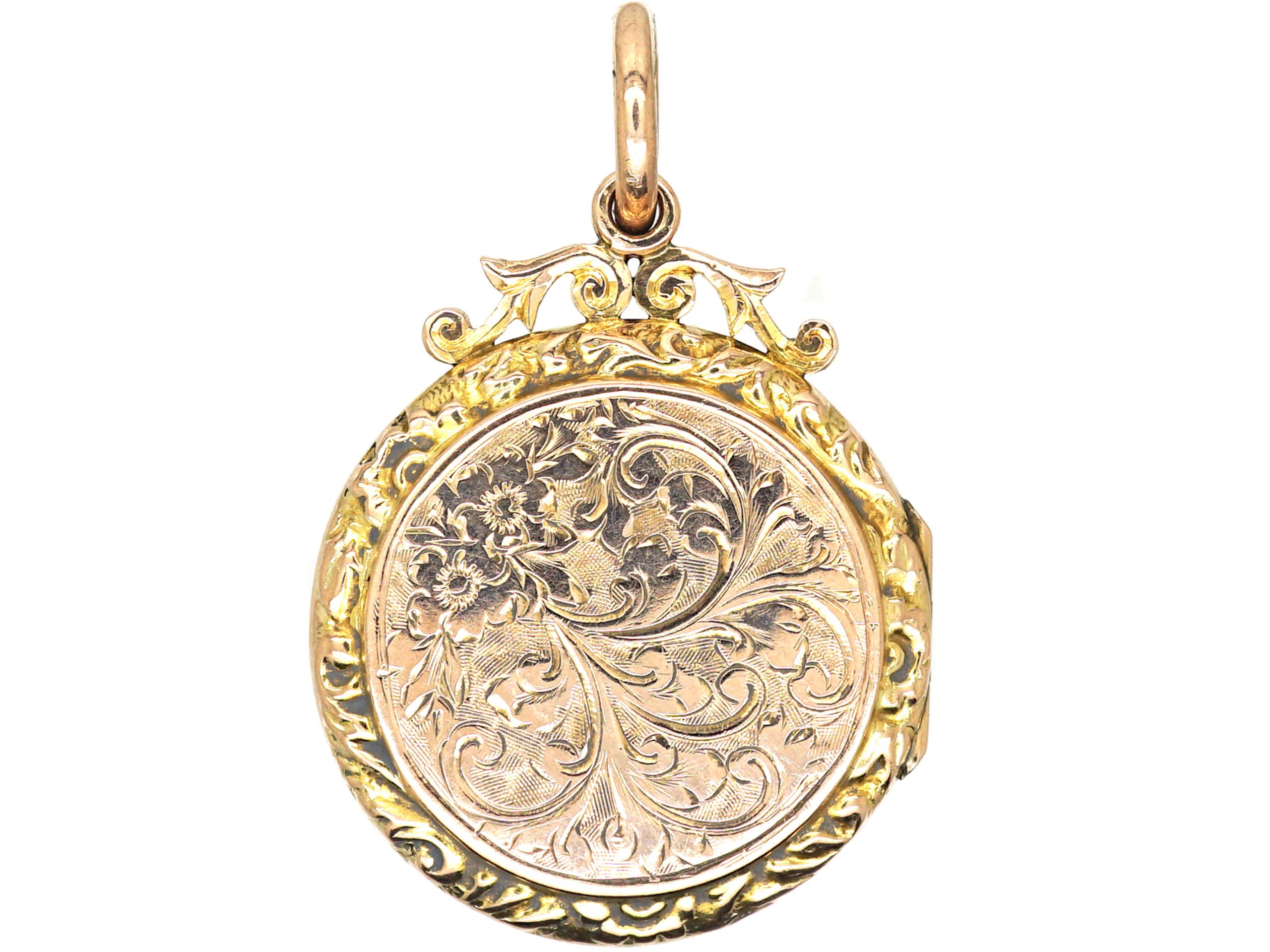Edwardian 9ct Back & Front Round Locket with Engraved Detail (579U ...