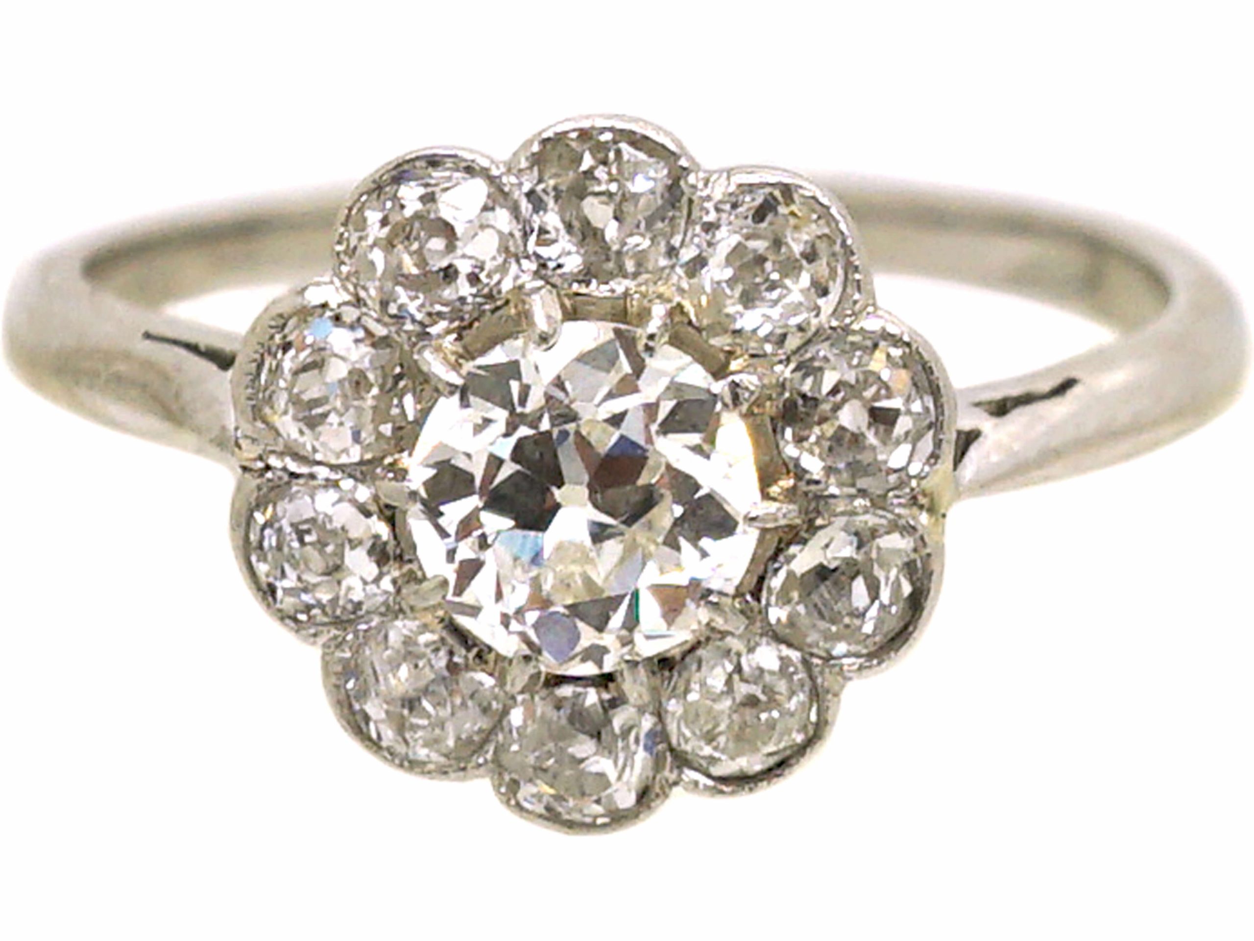 Edwardian Platinum, Diamond Daisy Cluster Ring (619U) | The Antique ...