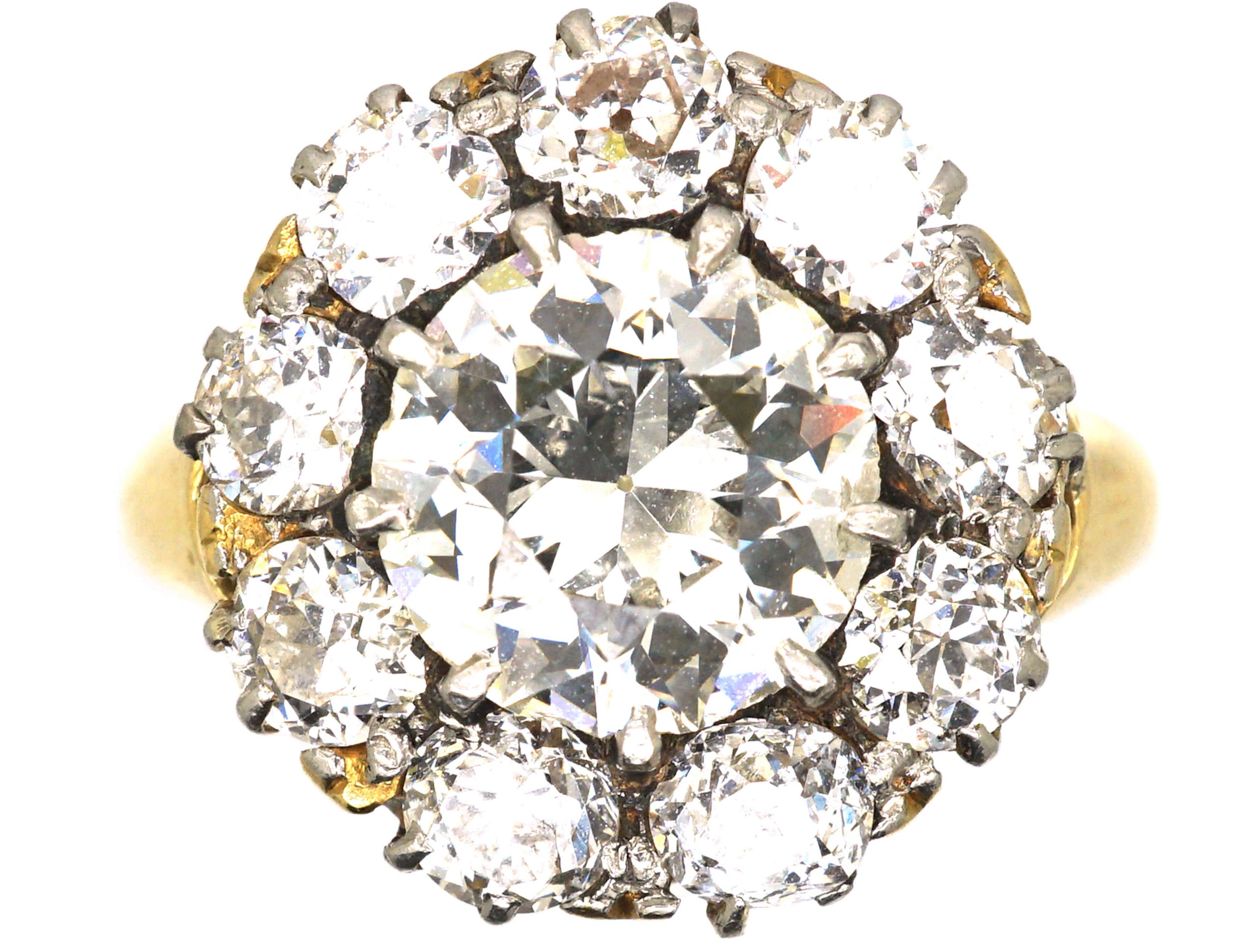 Edwardian 18ct Gold & Platinum, Large Diamond Cluster Ring (555U) | The ...