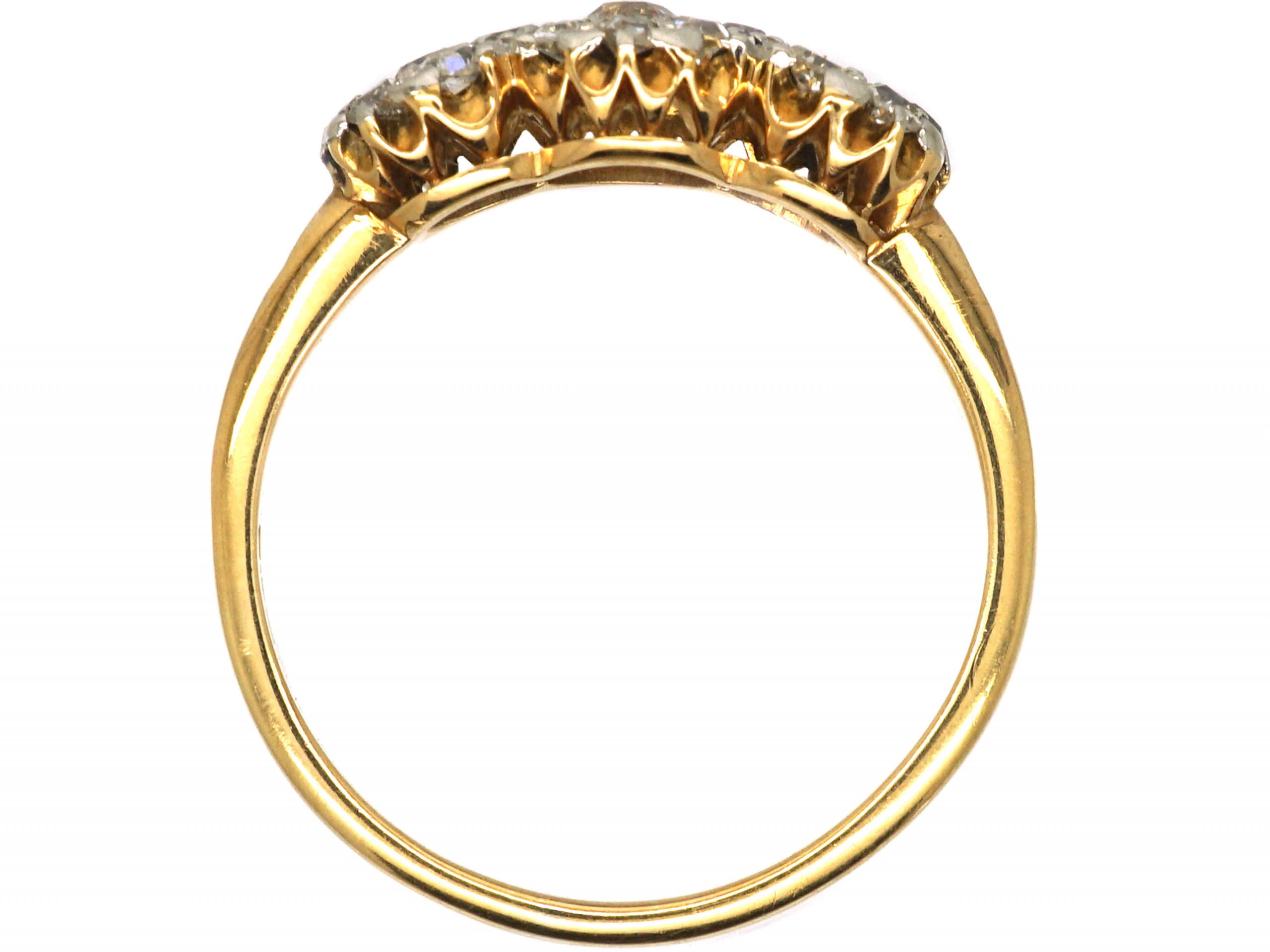 Edwardian 18ct Gold & Platinum Triple Cluster Ring set with Diamonds ...