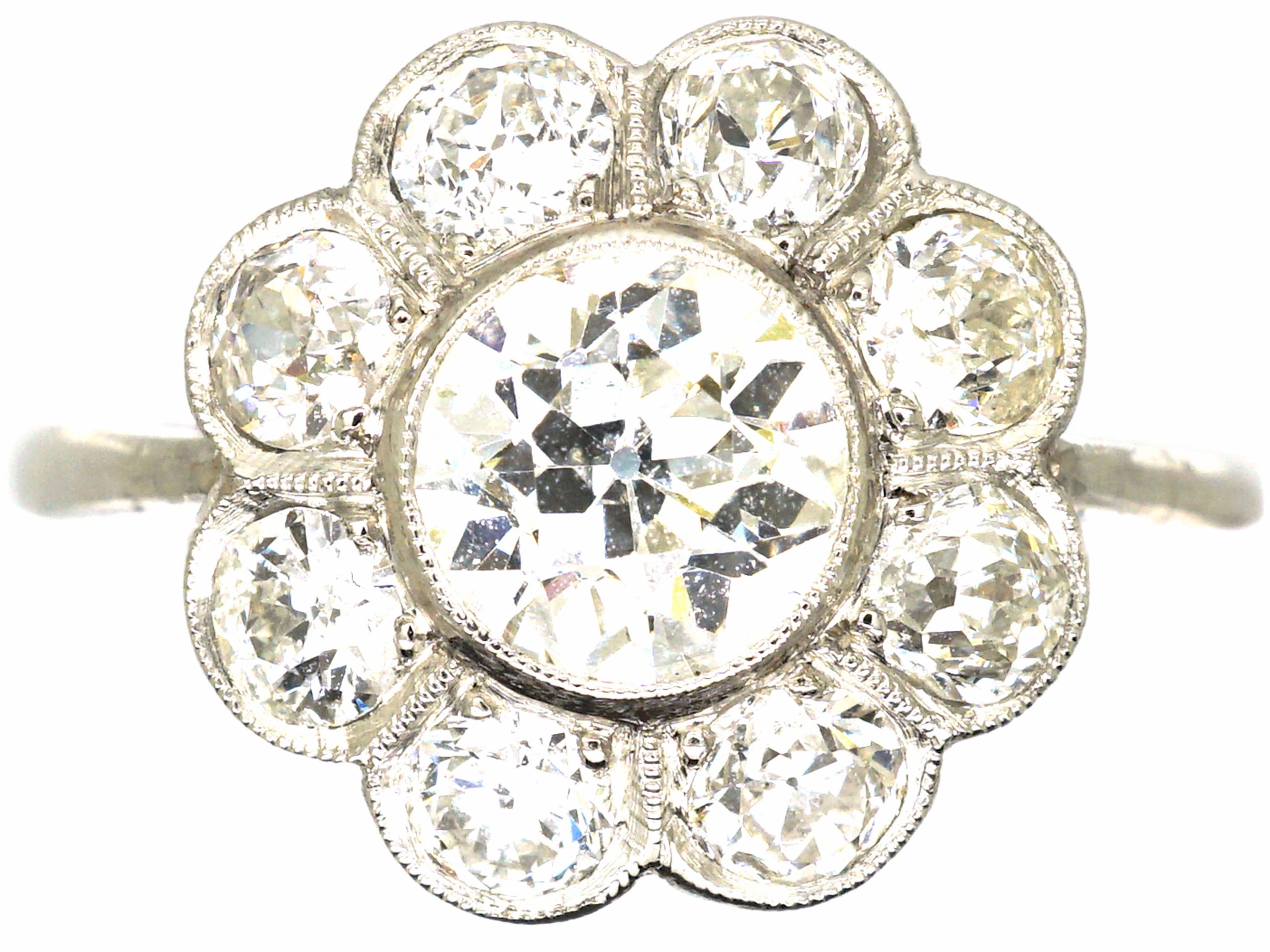 Early 20th Century Platinum, Diamond Daisy Cluster Ring (596U) | The ...