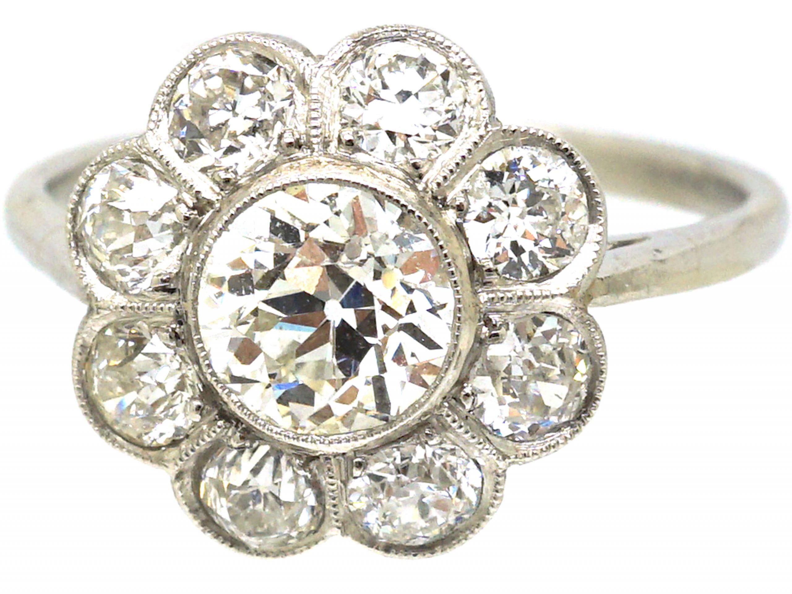 Early 20th Century Platinum, Diamond Daisy Cluster Ring (596U) | The ...