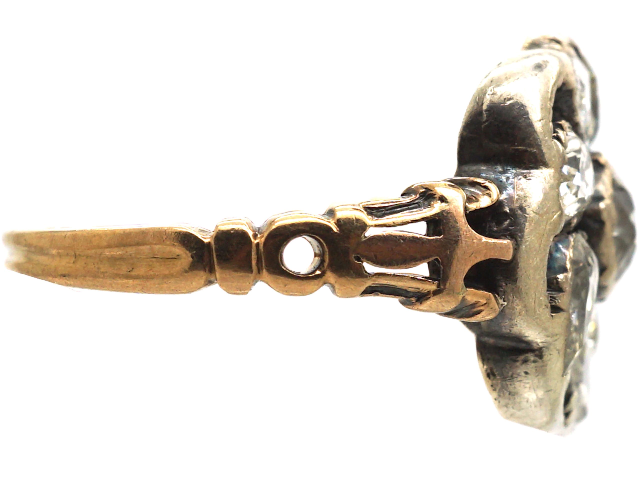 Georgian Gold & Silver, Diamond Set Flower Ring (915U) | The Antique ...