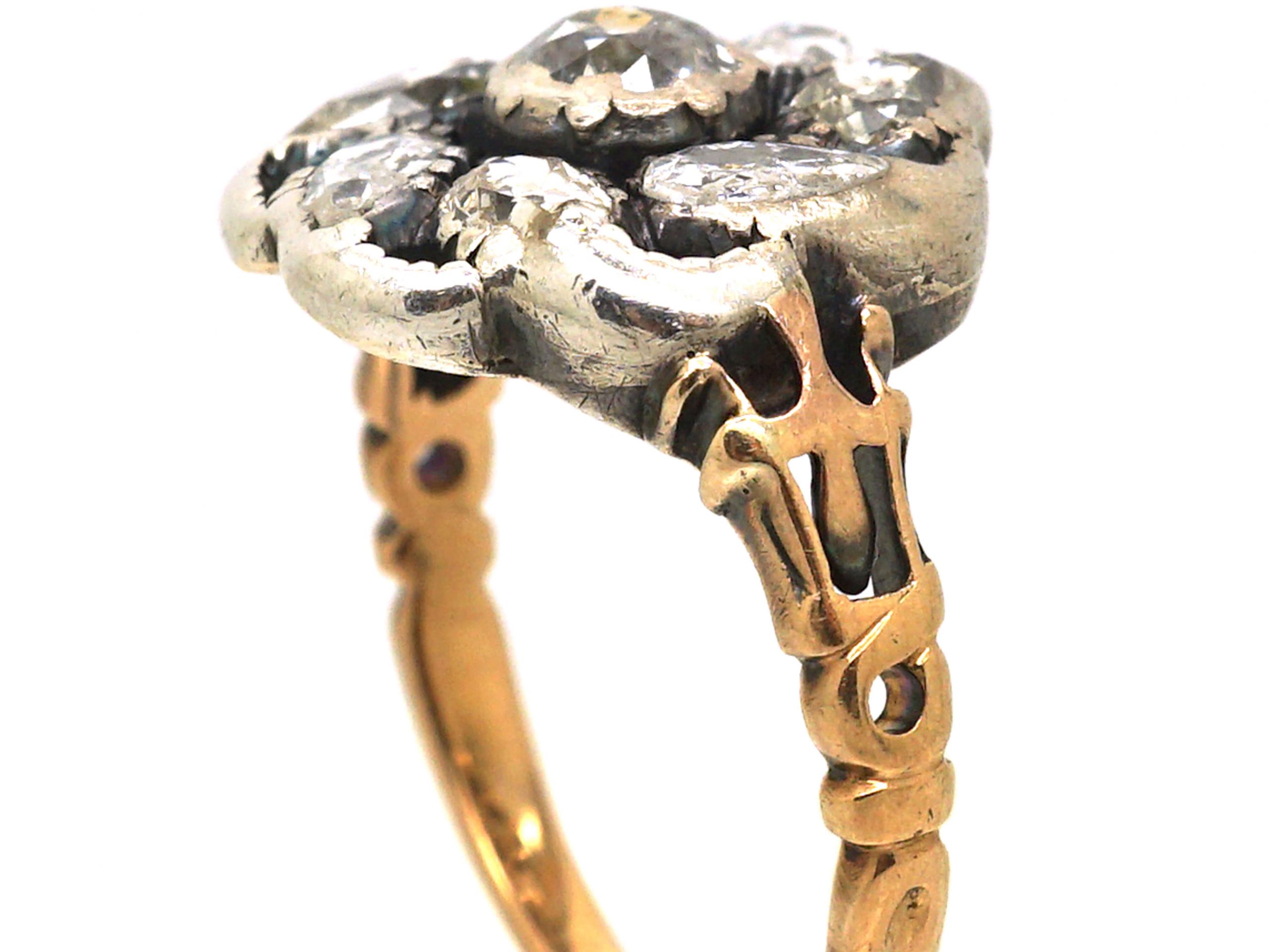Georgian Gold & Silver, Diamond Set Flower Ring (915U) | The Antique ...