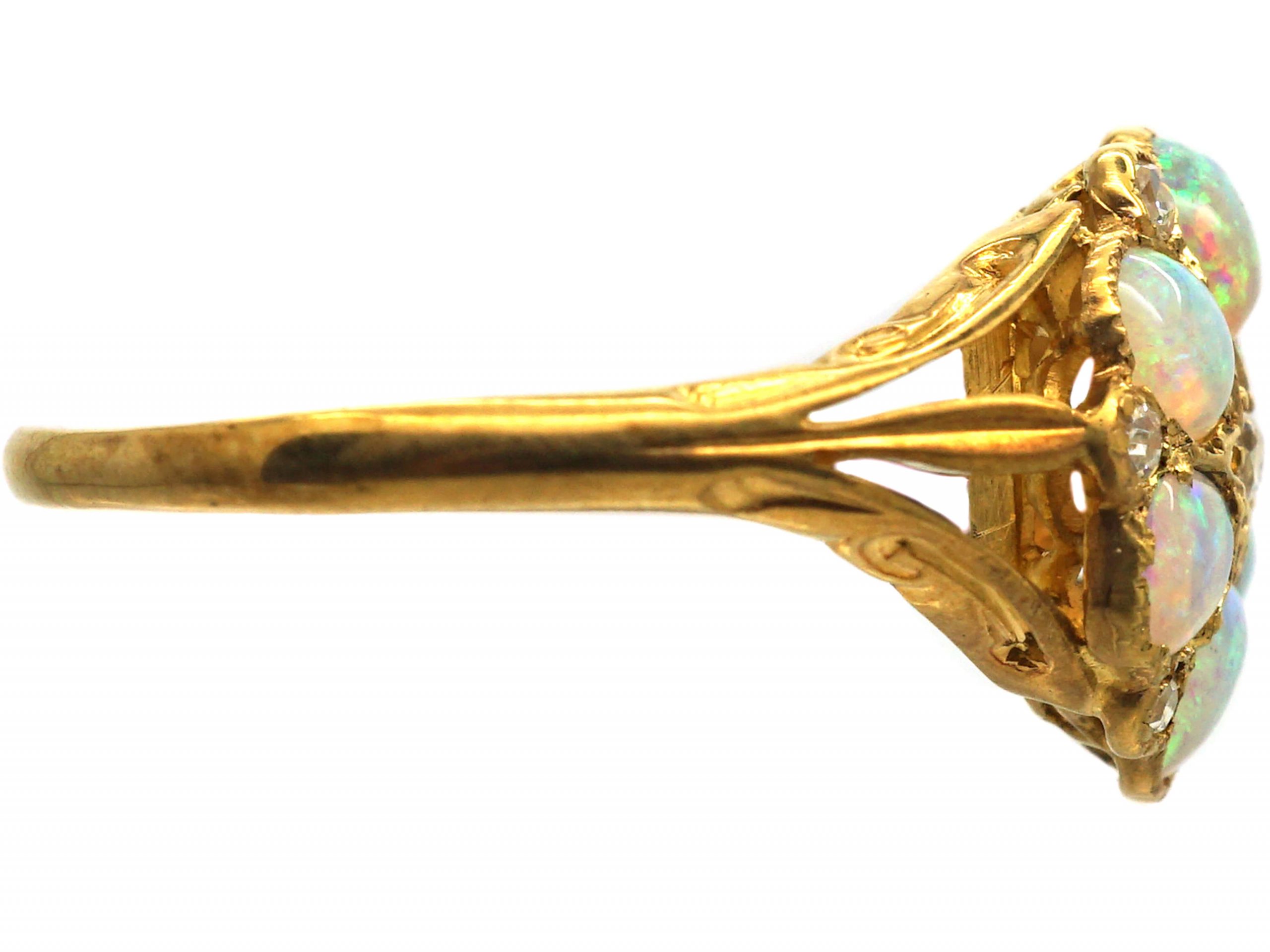 Edwardian 18ct Gold, Opal & Diamond Cluster Ring (924U) | The Antique ...