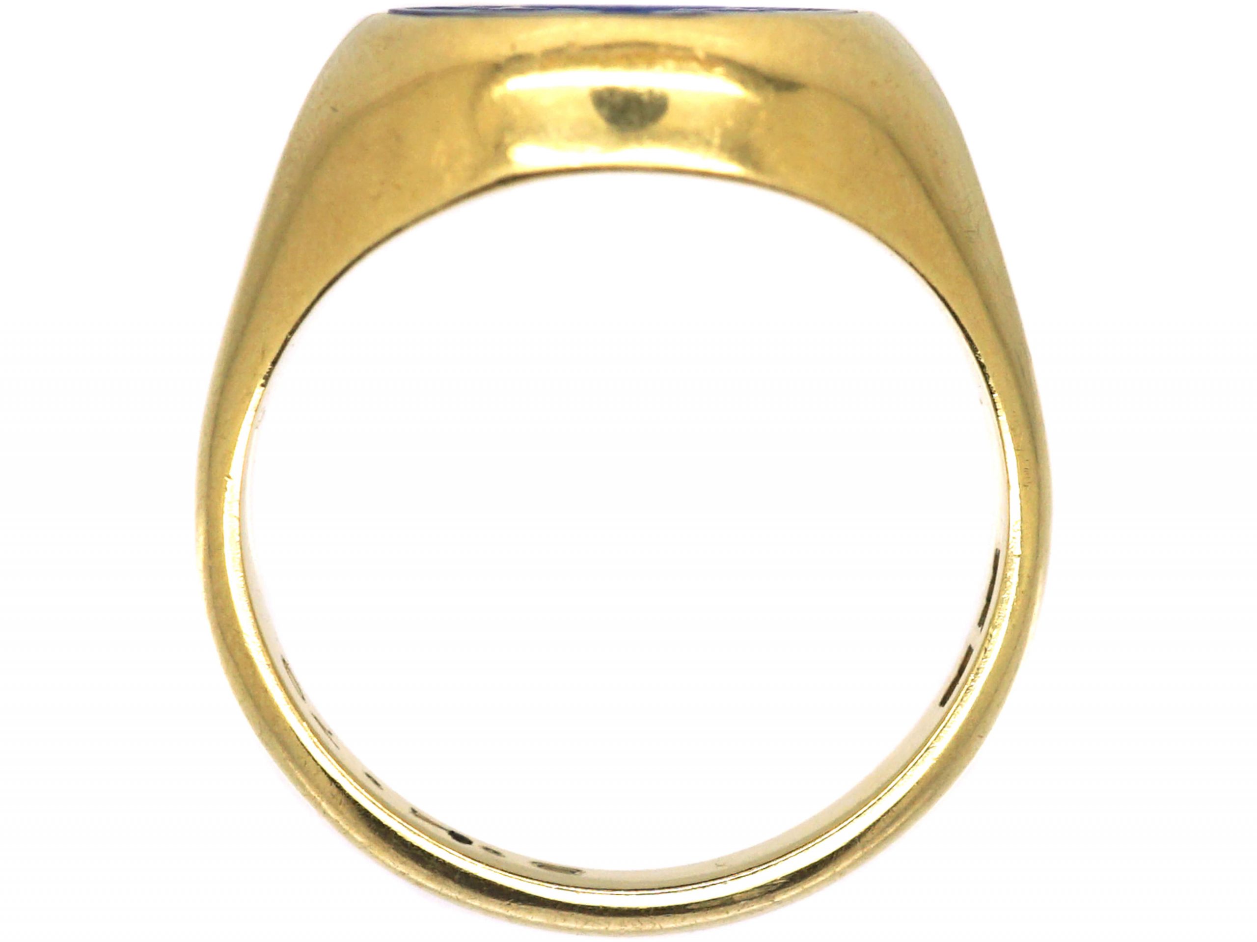 Mid 20th Century 14ct Gold Signet Ring set with Lapis Lazuli with an ...