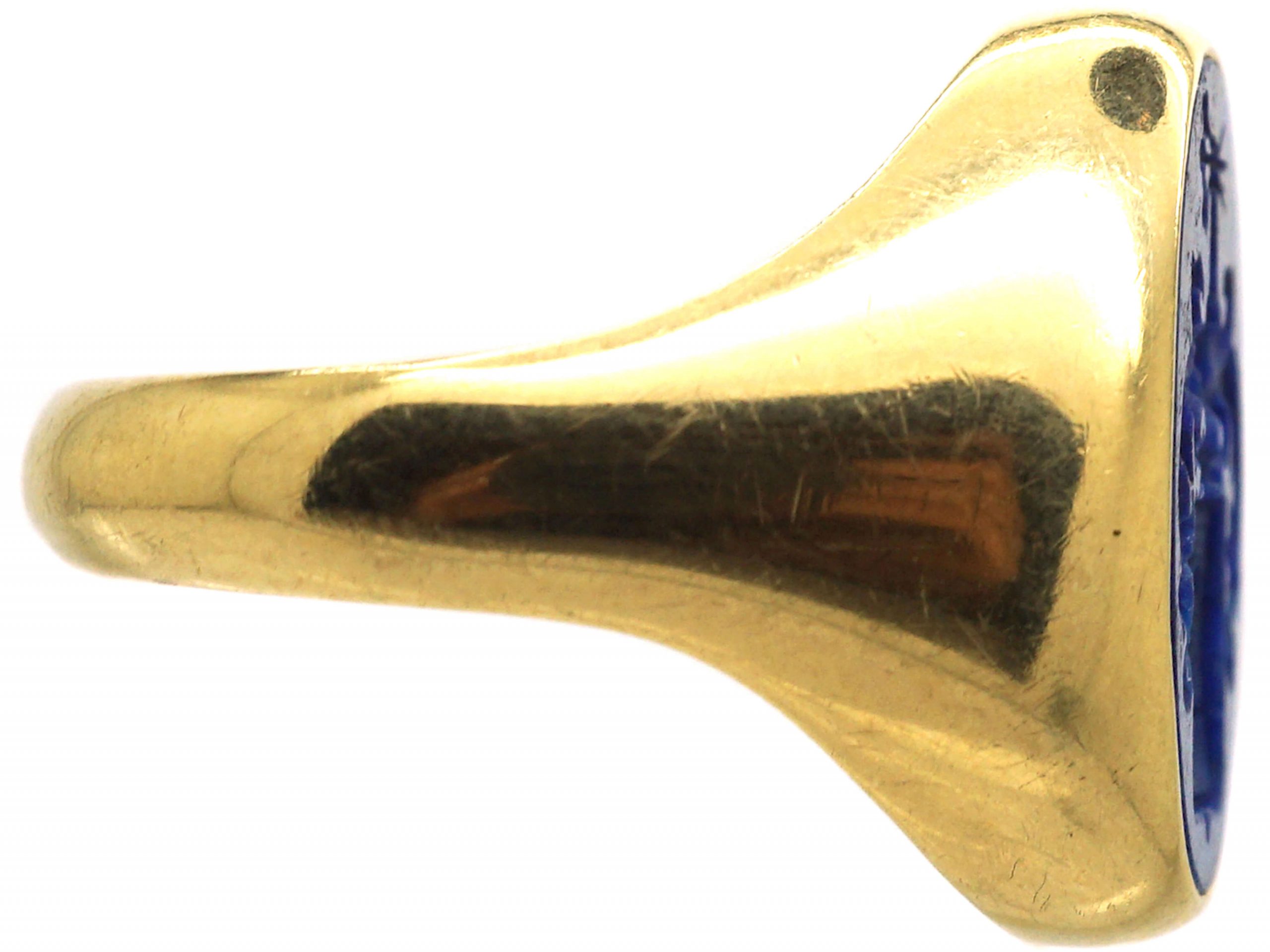 Mid 20th Century 14ct Gold Signet Ring set with Lapis Lazuli with an ...