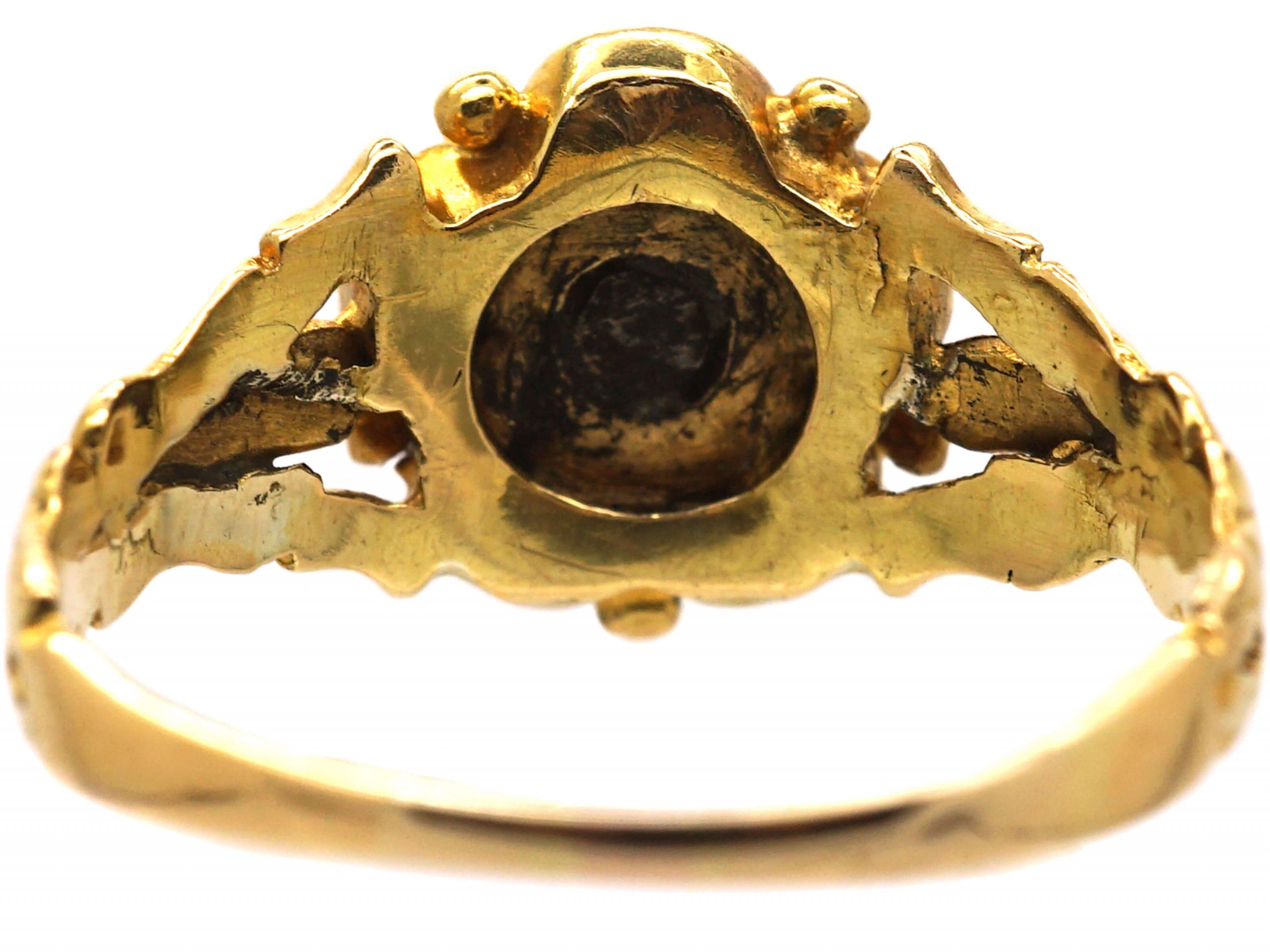 Georgian 18ct Gold & Black Enamel Mourning Ring with Pansy Motif set ...
