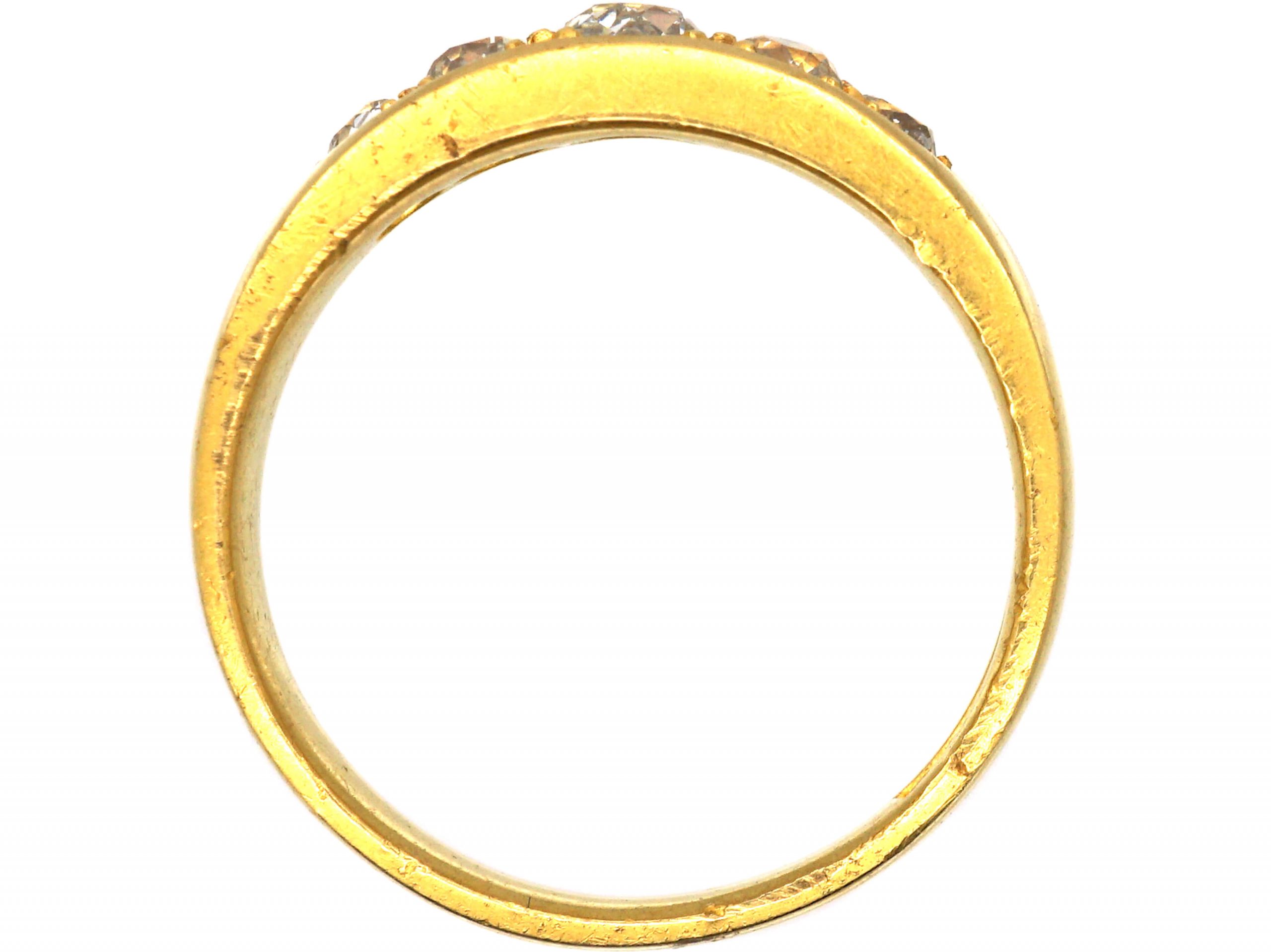 Victorian 18ct Gold Boat Shaped Ring set with Old Mine Cut Diamonds ...