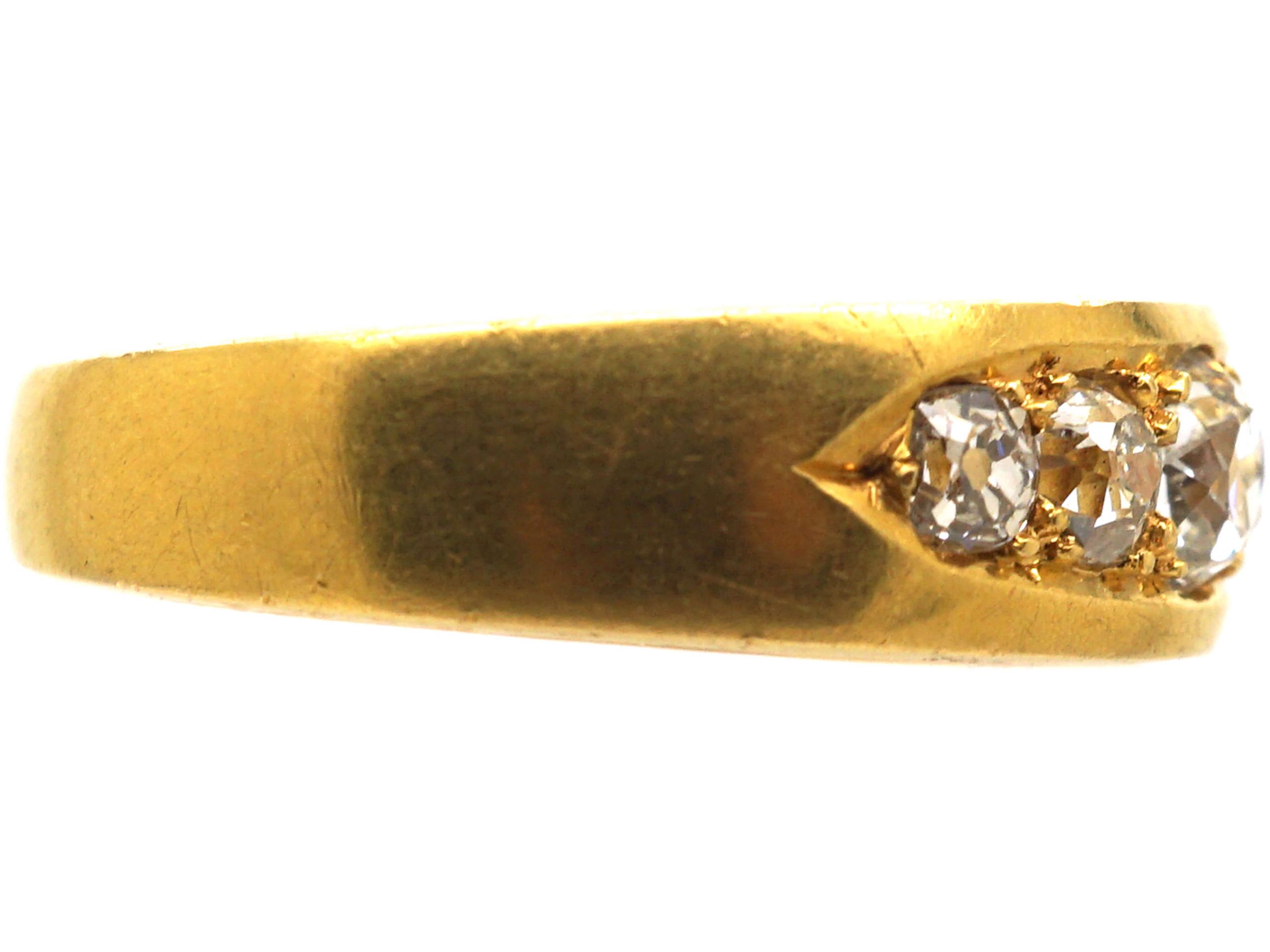 Victorian 18ct Gold Boat Shaped Ring set with Old Mine Cut Diamonds ...