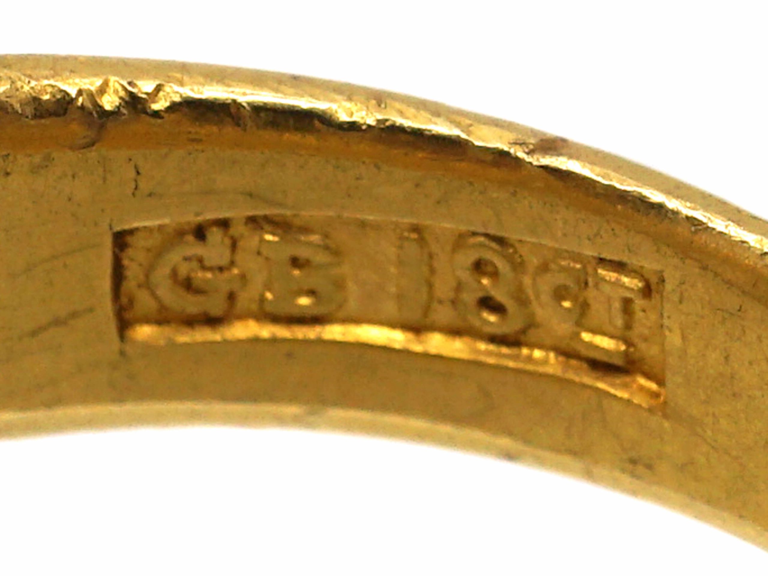 Victorian 18ct Gold Boat Shaped Ring set with Old Mine Cut Diamonds ...