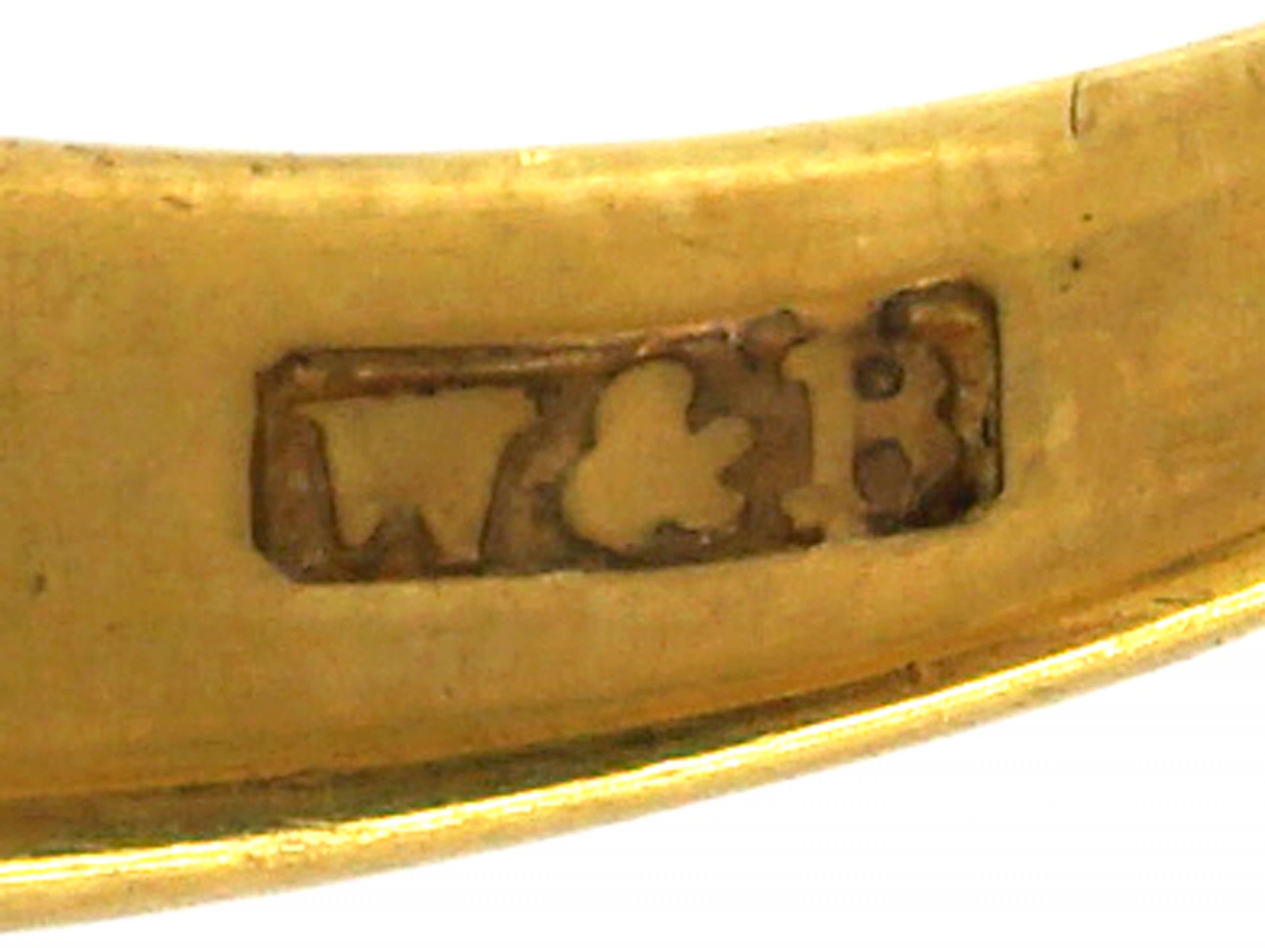 Victorian 18ct Gold, Sapphire & Diamond Five Stone Rub Over Set Ring ...