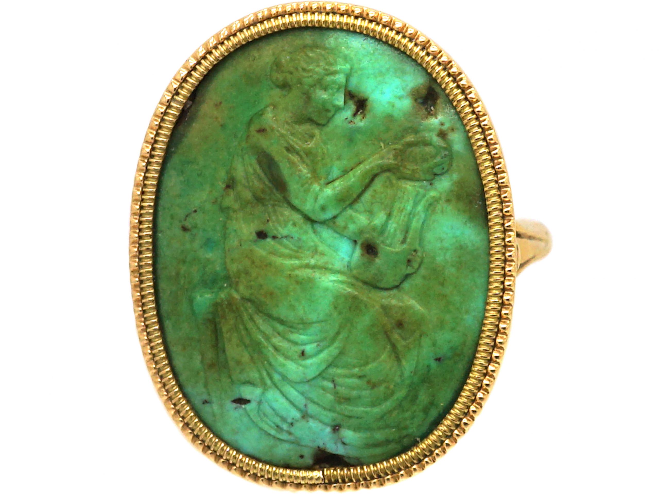 Georgian 15ct Gold, Turquoise Ring with Carved Classical Scene (186S ...