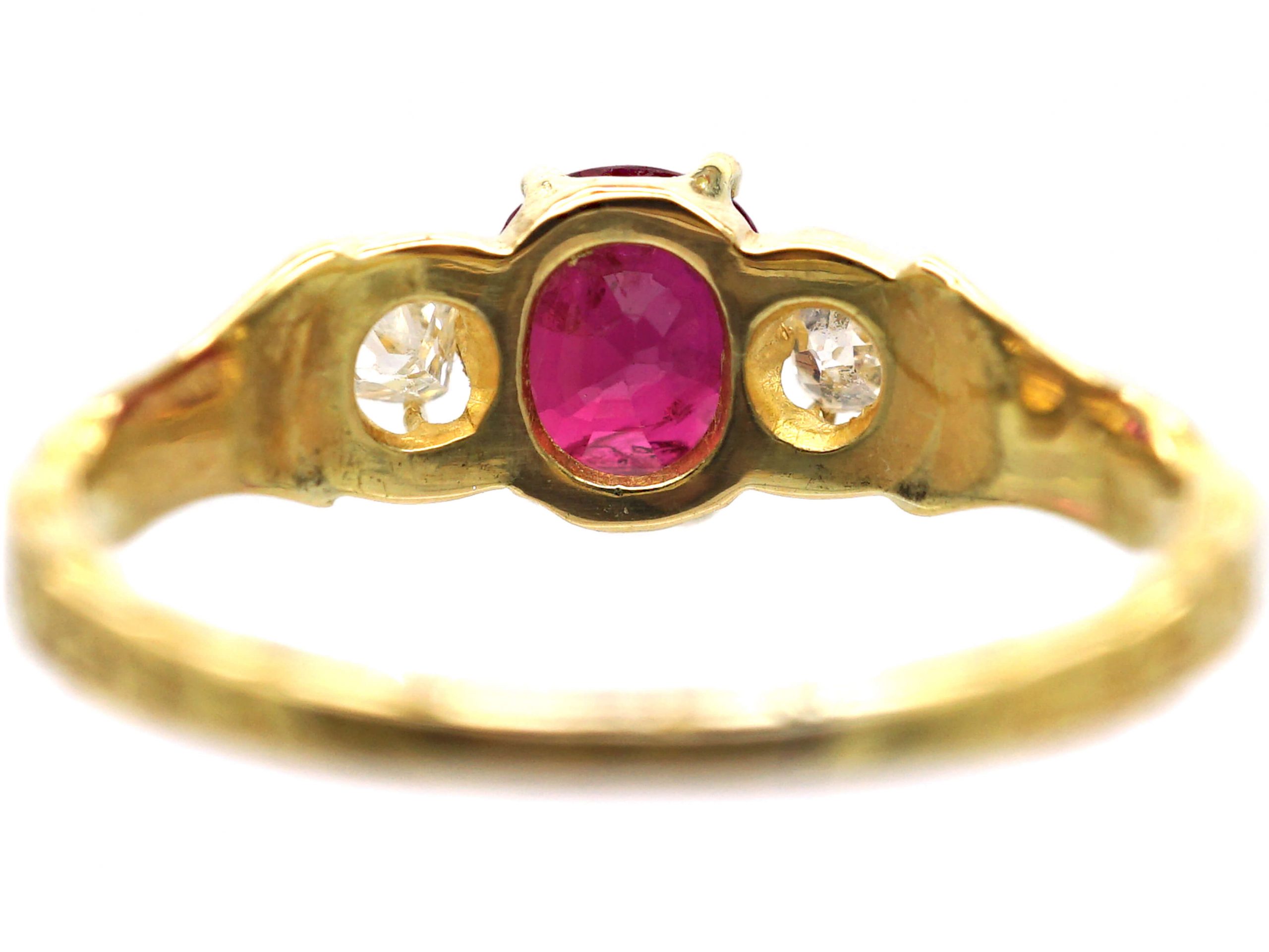 Early 19th Century 18ct Gold, Ruby & Diamond Ring with Engraved Shank ...