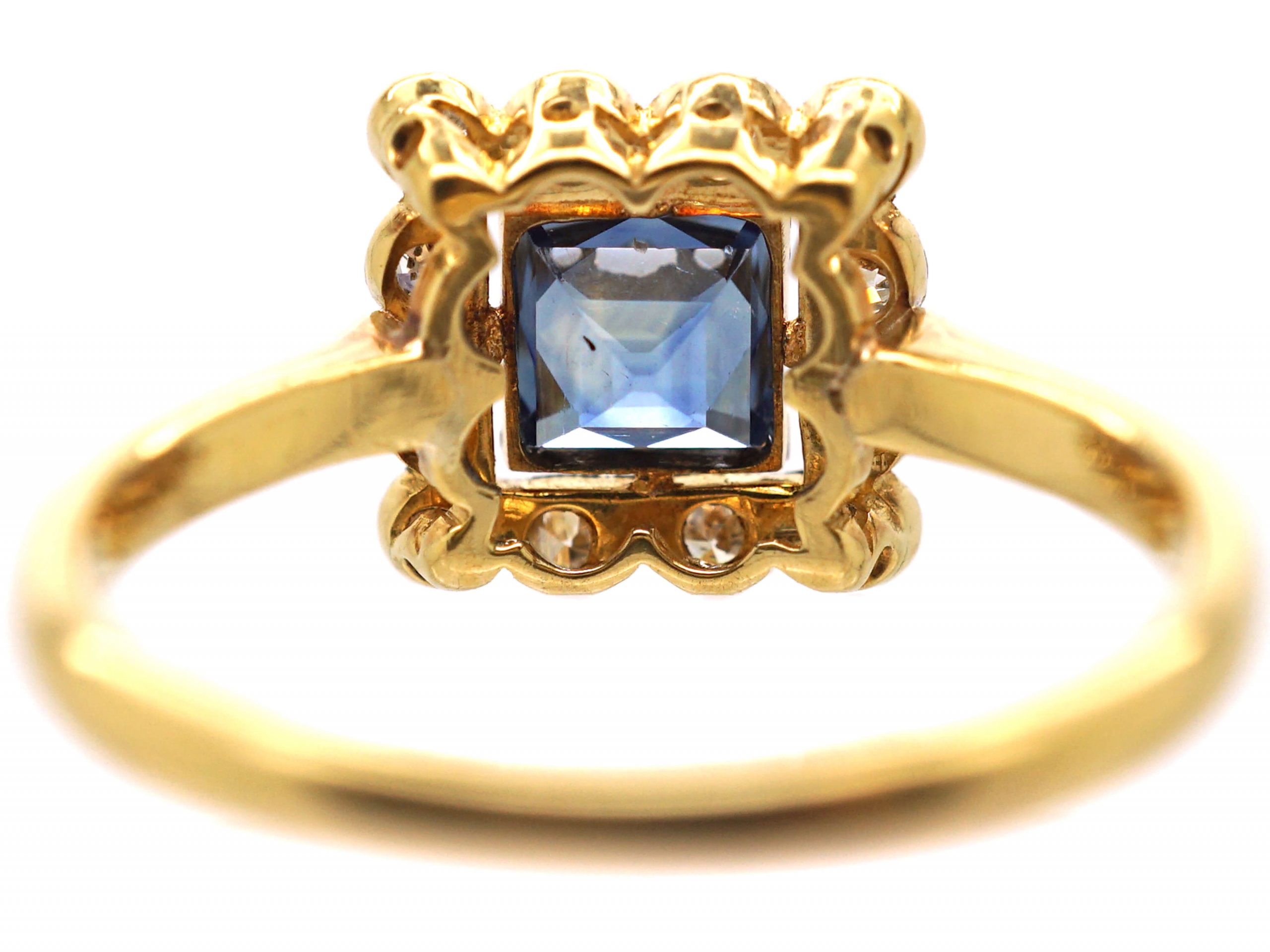 Art Deco 18ct Gold & Platinum, Square Ring set with a French Cut ...