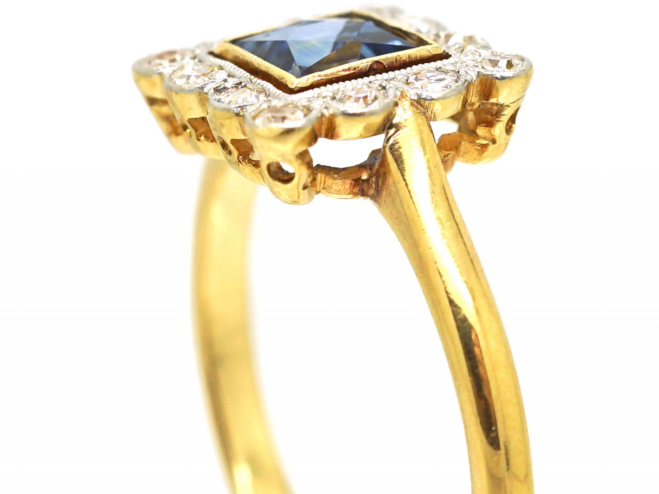 Art Deco 18ct Gold & Platinum, Square Ring set with a French Cut ...