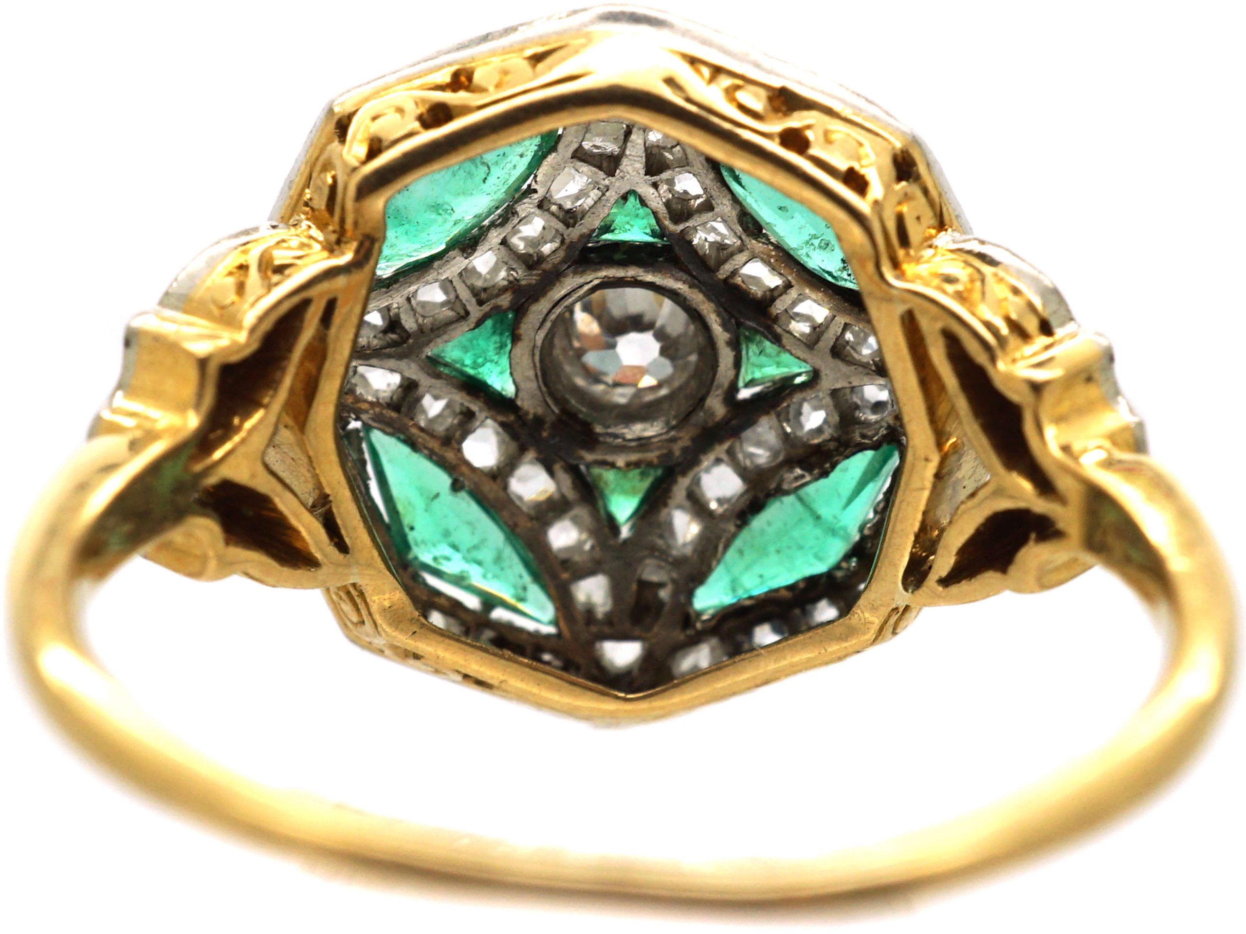 French 18ct Gold & Platinum, Art Deco Emerald & Diamond Octagonal ... French 18ct Gold & Platinum, Art Deco Emerald & Diamond Octagonal ...