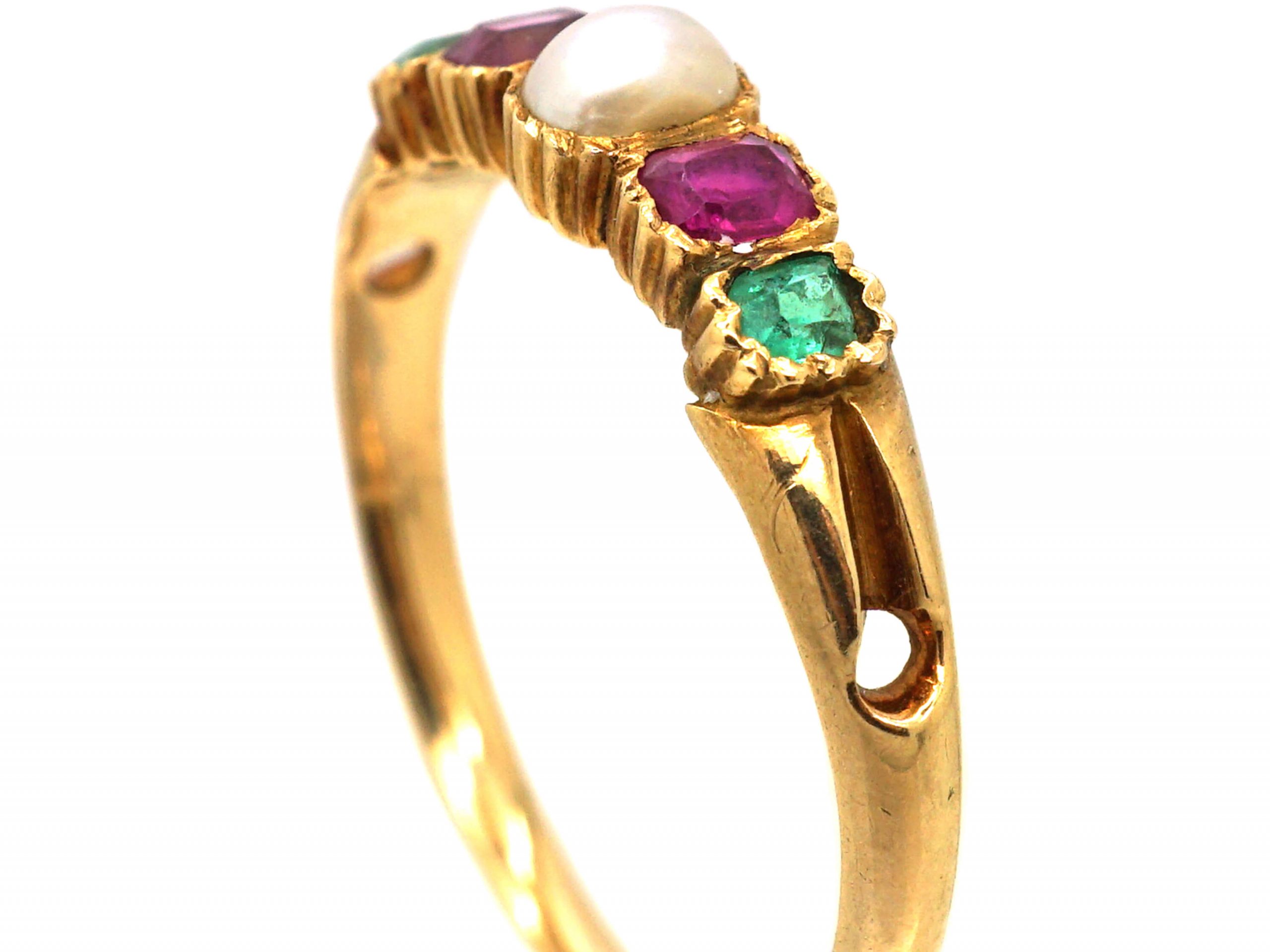 Early 19th Century 18ct Gold, Emerald, Natural Pearl & Ruby Ring (992U) | The Antique Jewellery ...