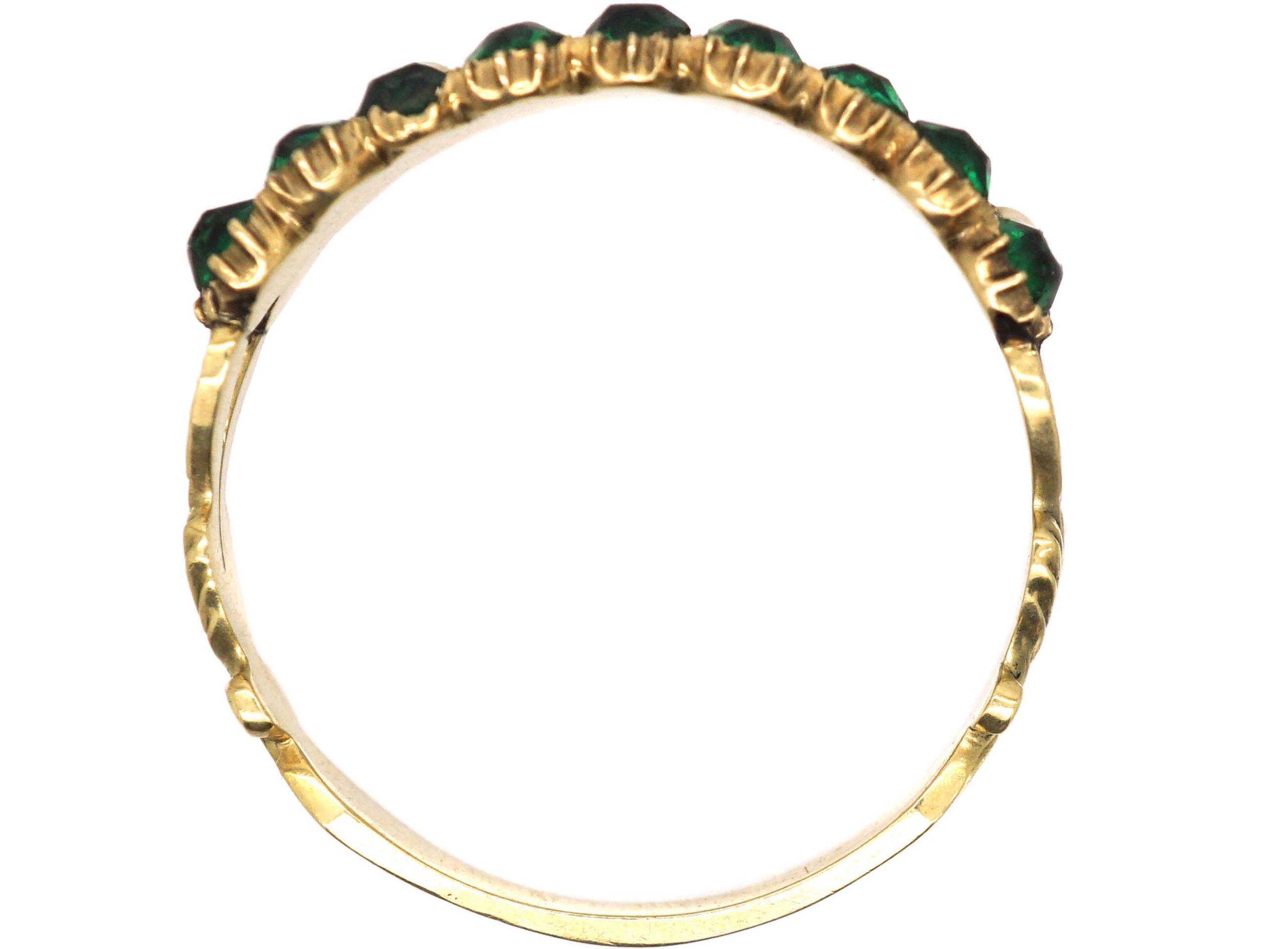 Georgian 15ct Gold, Natural Split Pearls & Green Paste Two Row Ring ...