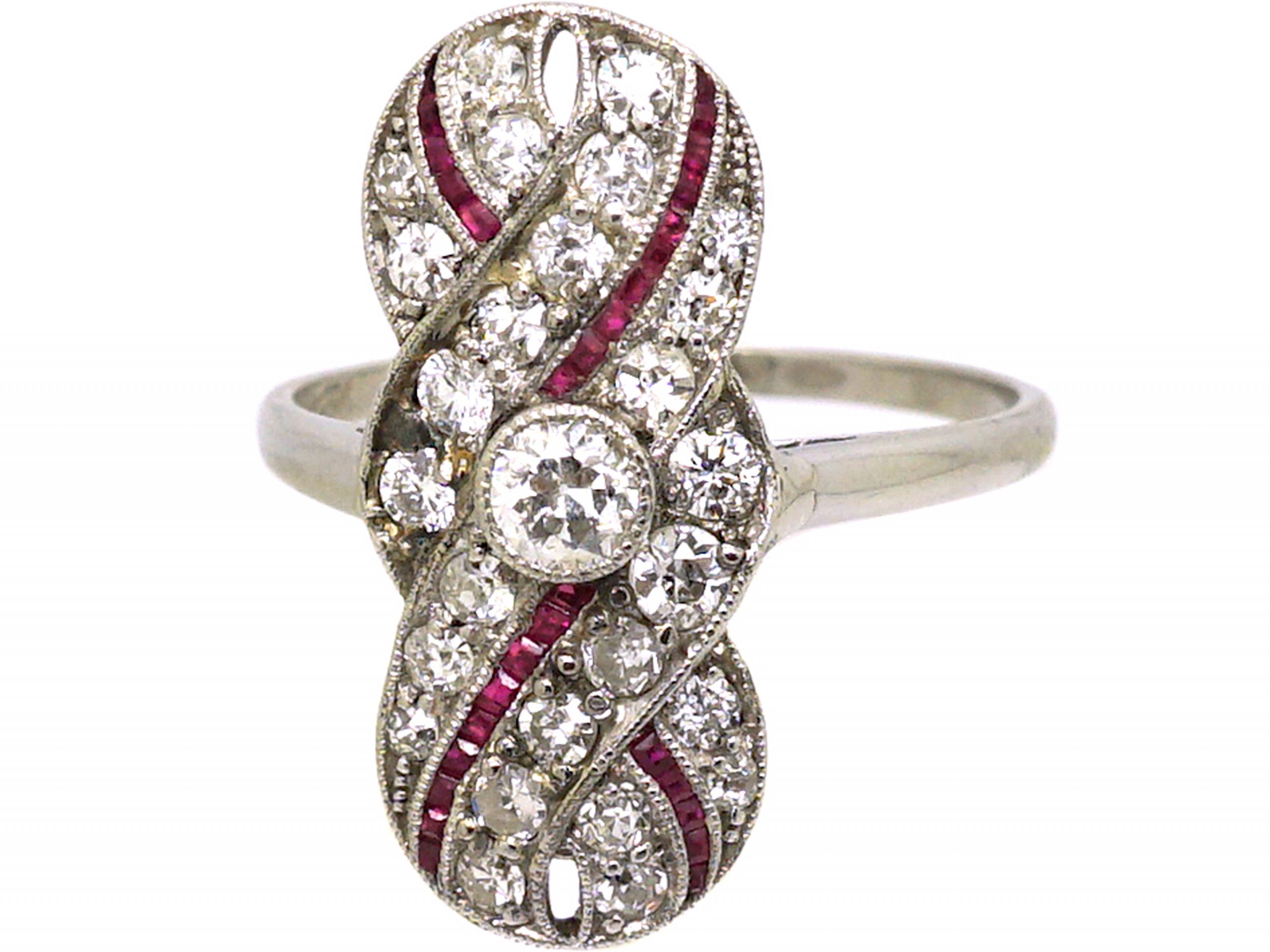 Art Deco Platinum, Ruby & Diamond Swirl Ring (930U) | The Antique ...
