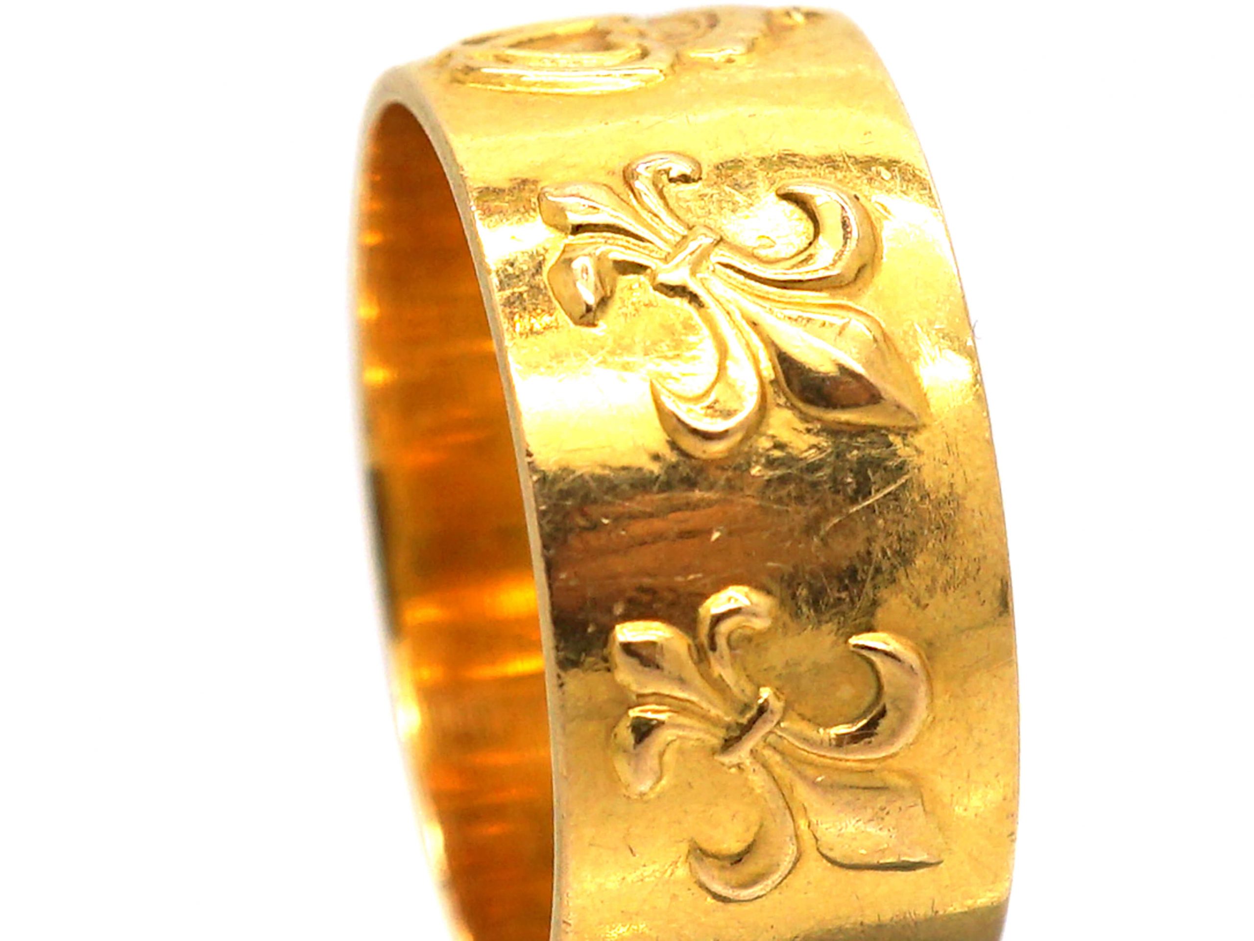 Early 20th Century French 18ct Gold Ring with Fleur-de-Lys & Double ...
