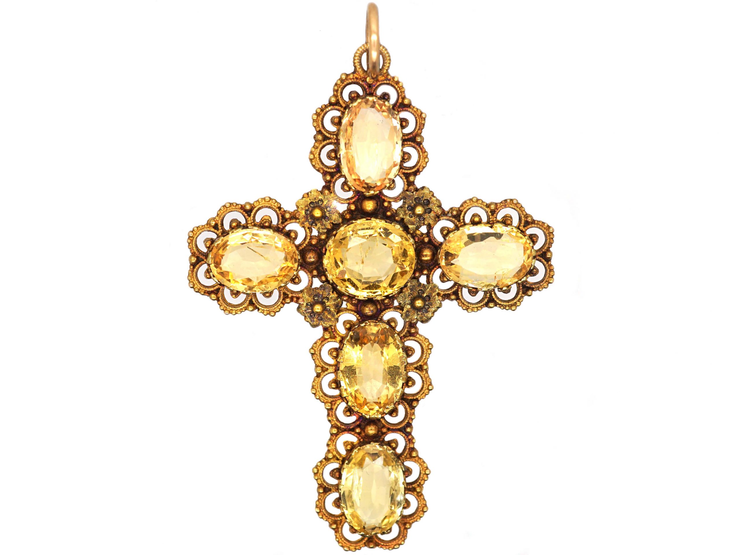 Georgian Two Colour Gold Cross set with Topaz (998U) | The Antique ...