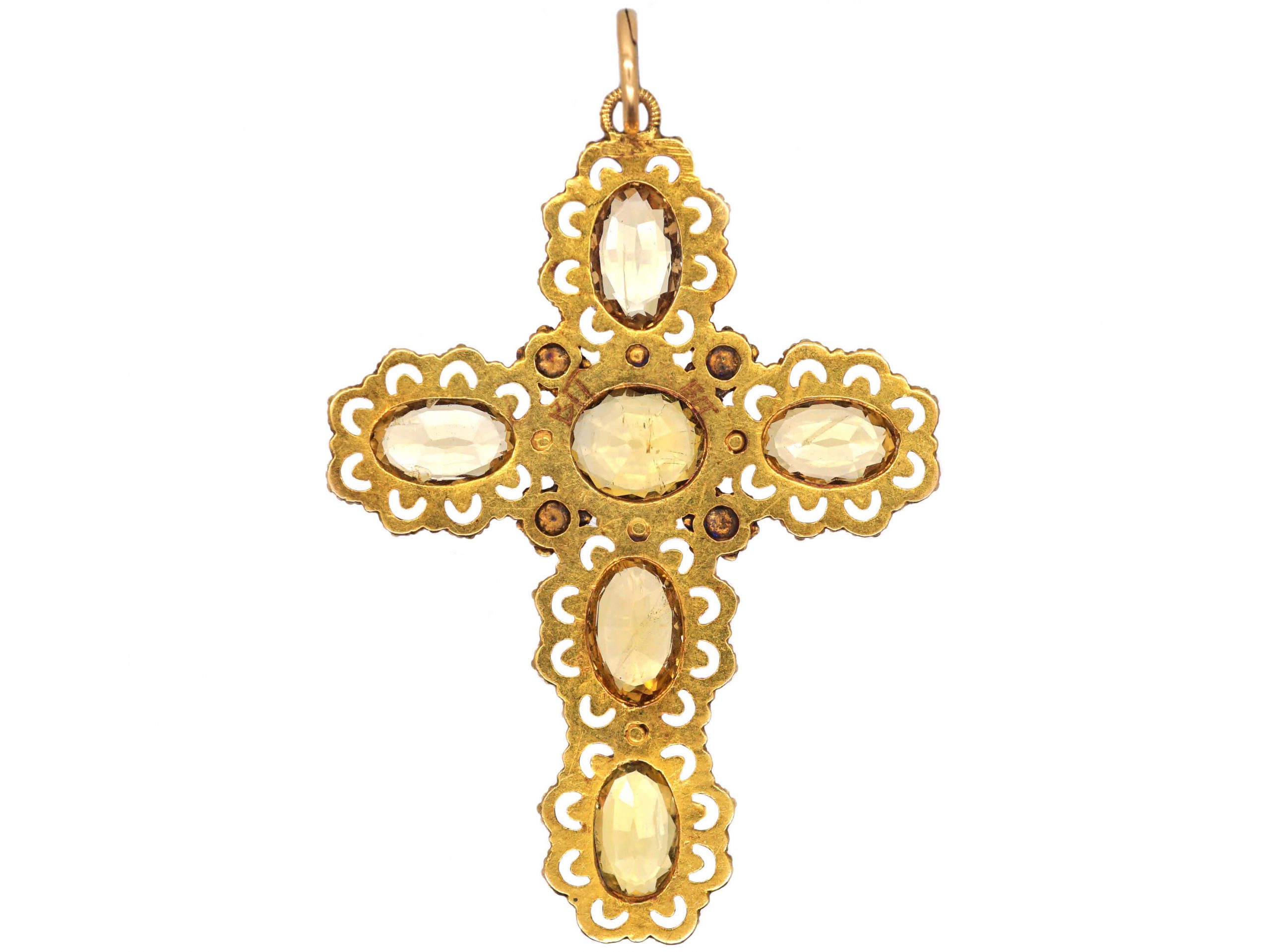 Georgian Two Colour Gold Cross set with Topaz (998U) | The Antique ...
