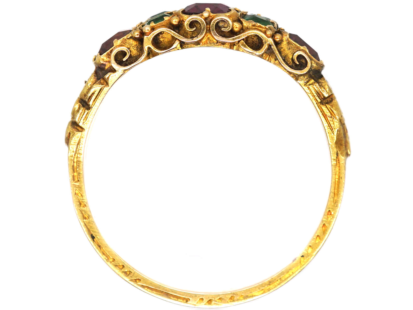 Victorian 15ct Gold, Almandine Garnet & Emerald Ring (8W) | The Antique ...