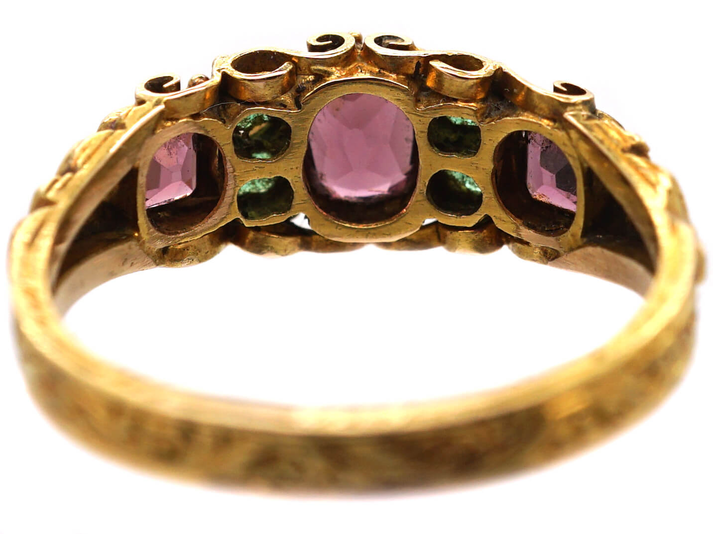 Victorian 15ct Gold, Almandine Garnet & Emerald Ring (8W) | The Antique ...