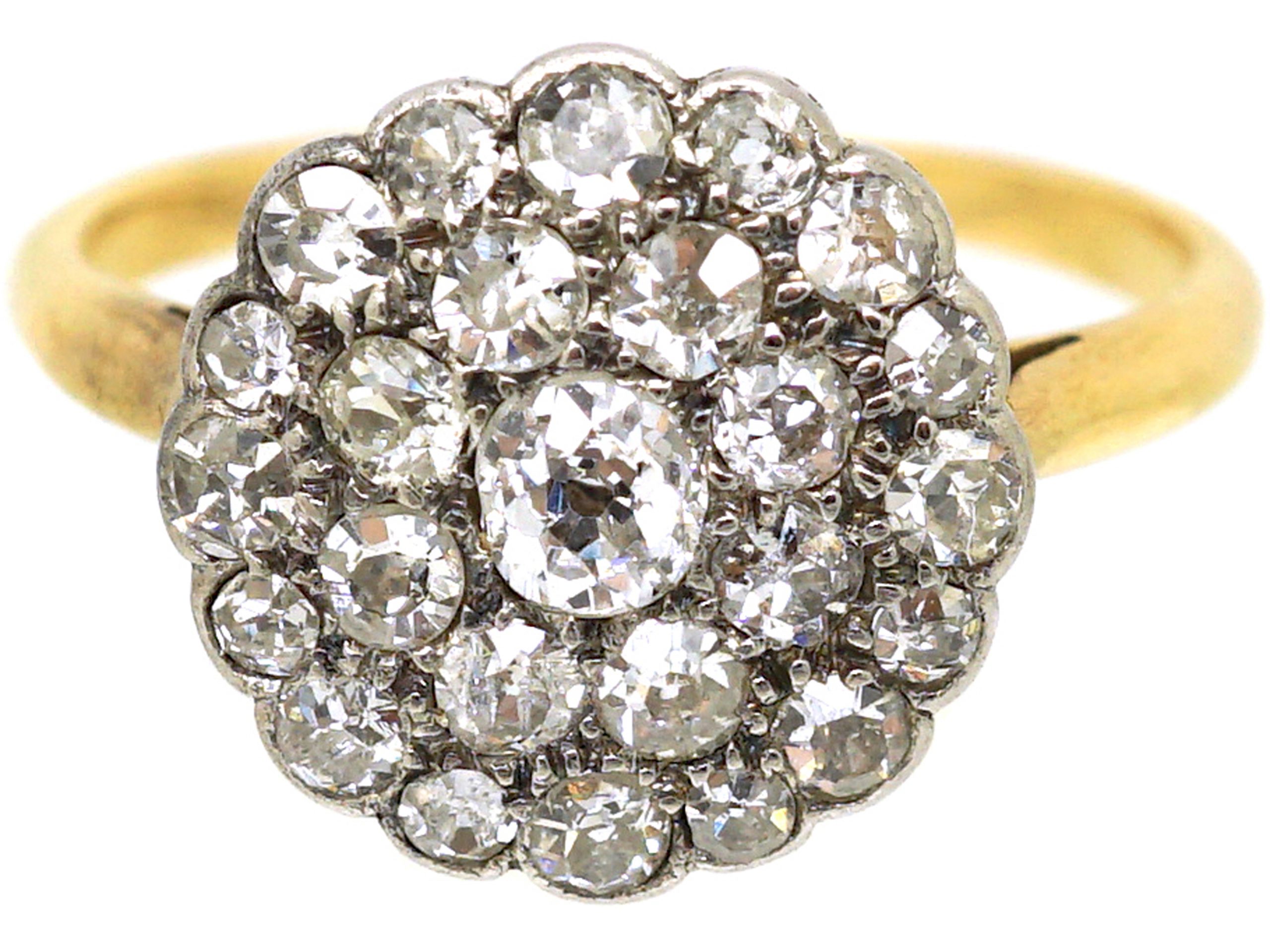 Edwardian 18ct Gold & Platinum Diamond Cluster Ring (139W) | The ...